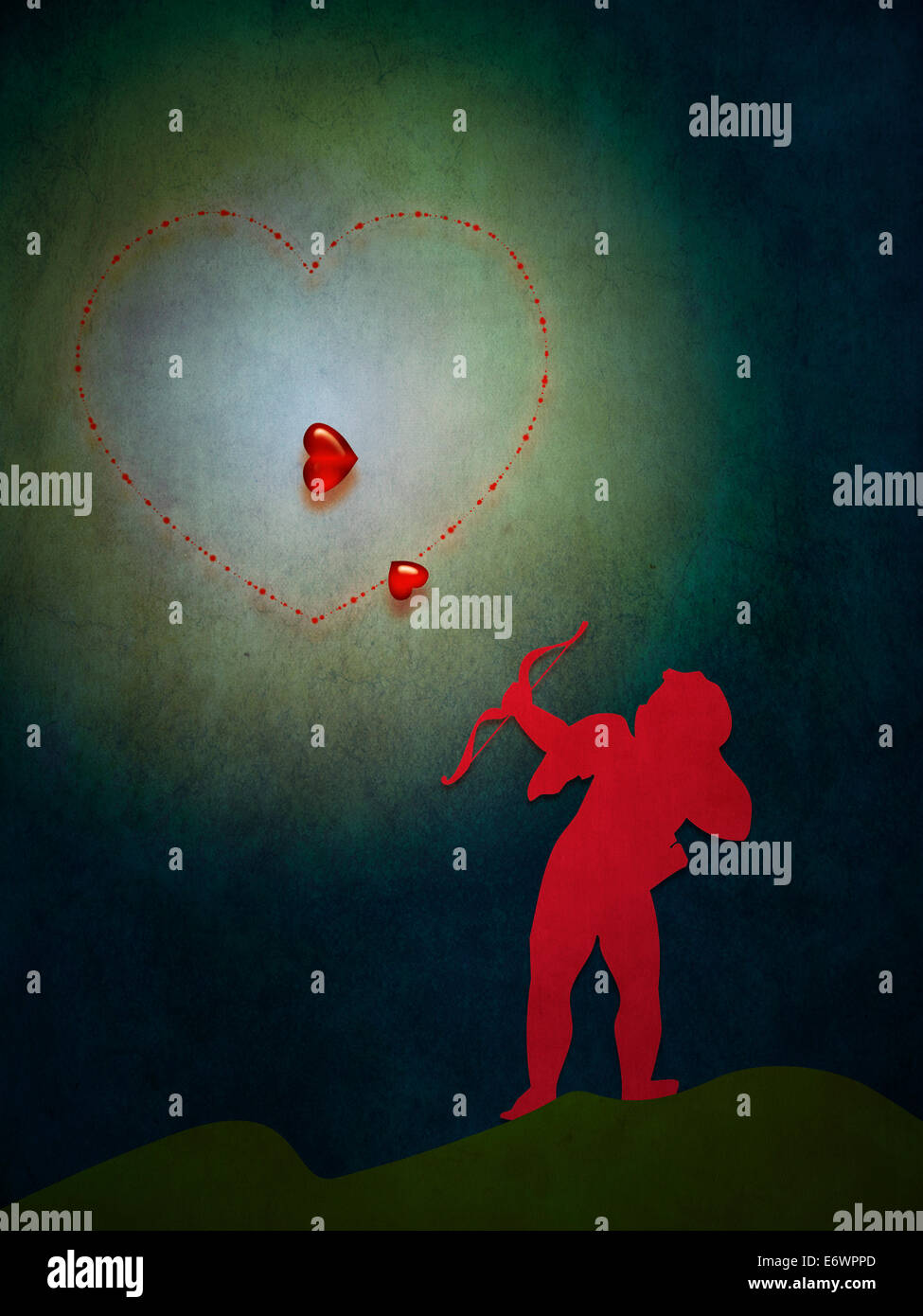 Illustration of cupid shooting hearts Stock Photo - Alamy