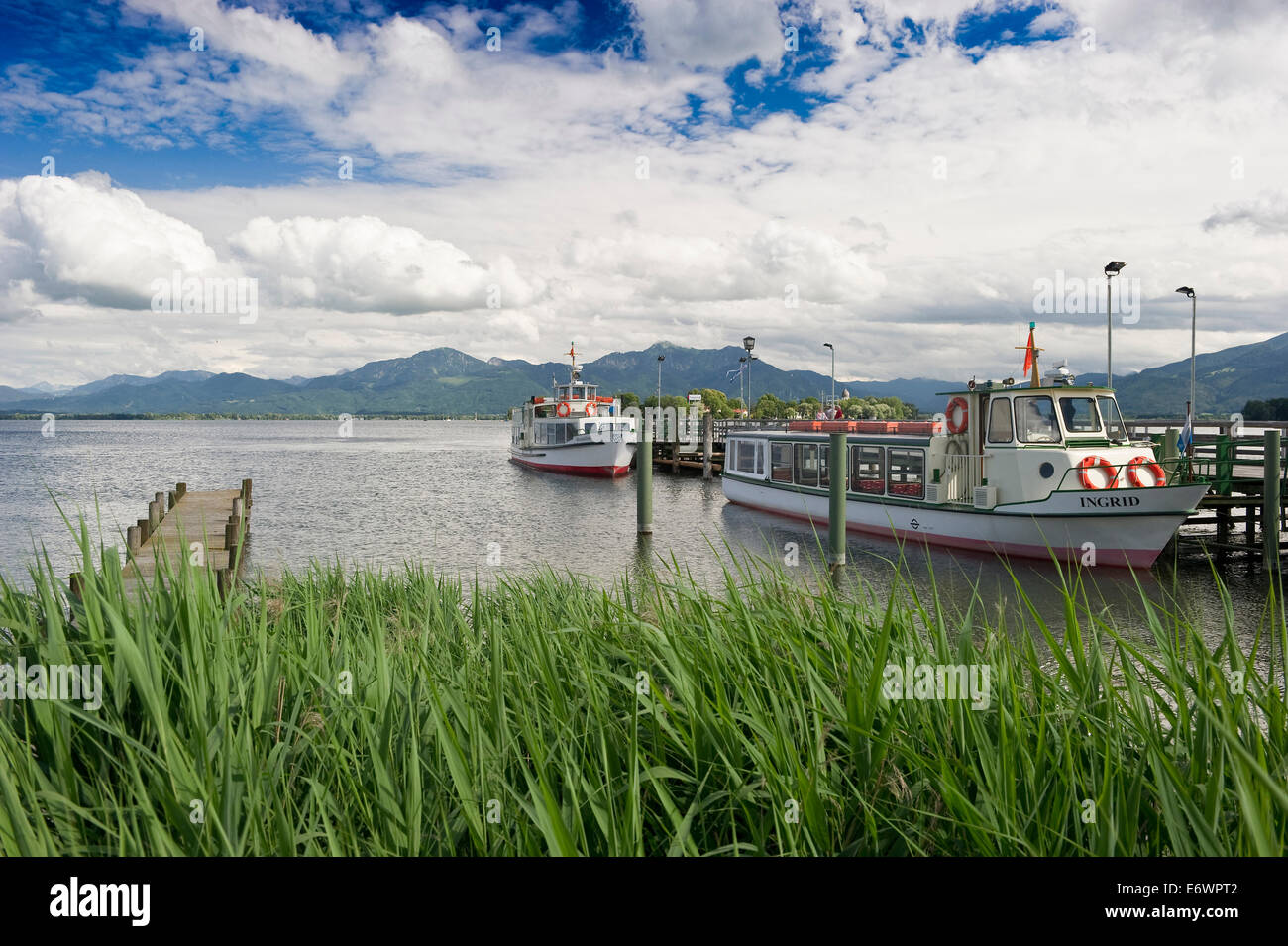 Jetty at Gstadt, Chiemsee, Chiemgau, Bavaria, Germany Stock Photo - Alamy