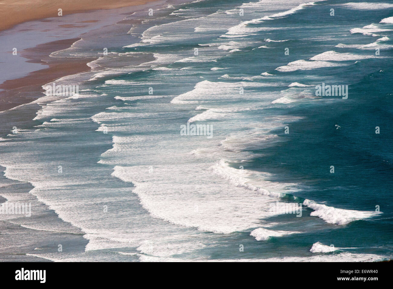 Te Werahi Beach with surf, Cape Reinga, most northerly point, Tasman ...