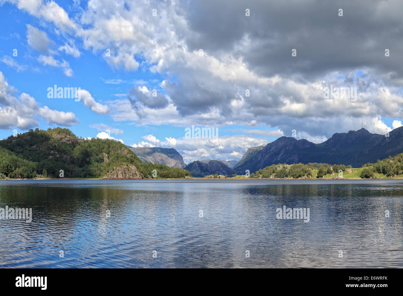 Idyllic view of lake with mountains of Norway Stock Photo - Alamy