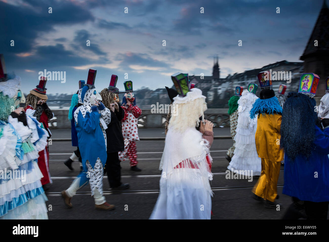 Carnival procession, Morgenstraich, Carnival of Basel, canton of Basel ...