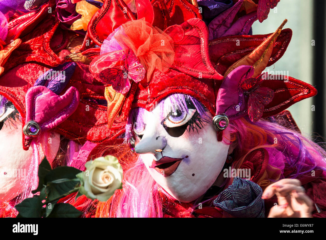 Colourful costumes at the carnival procession, Carnival of Basel ...