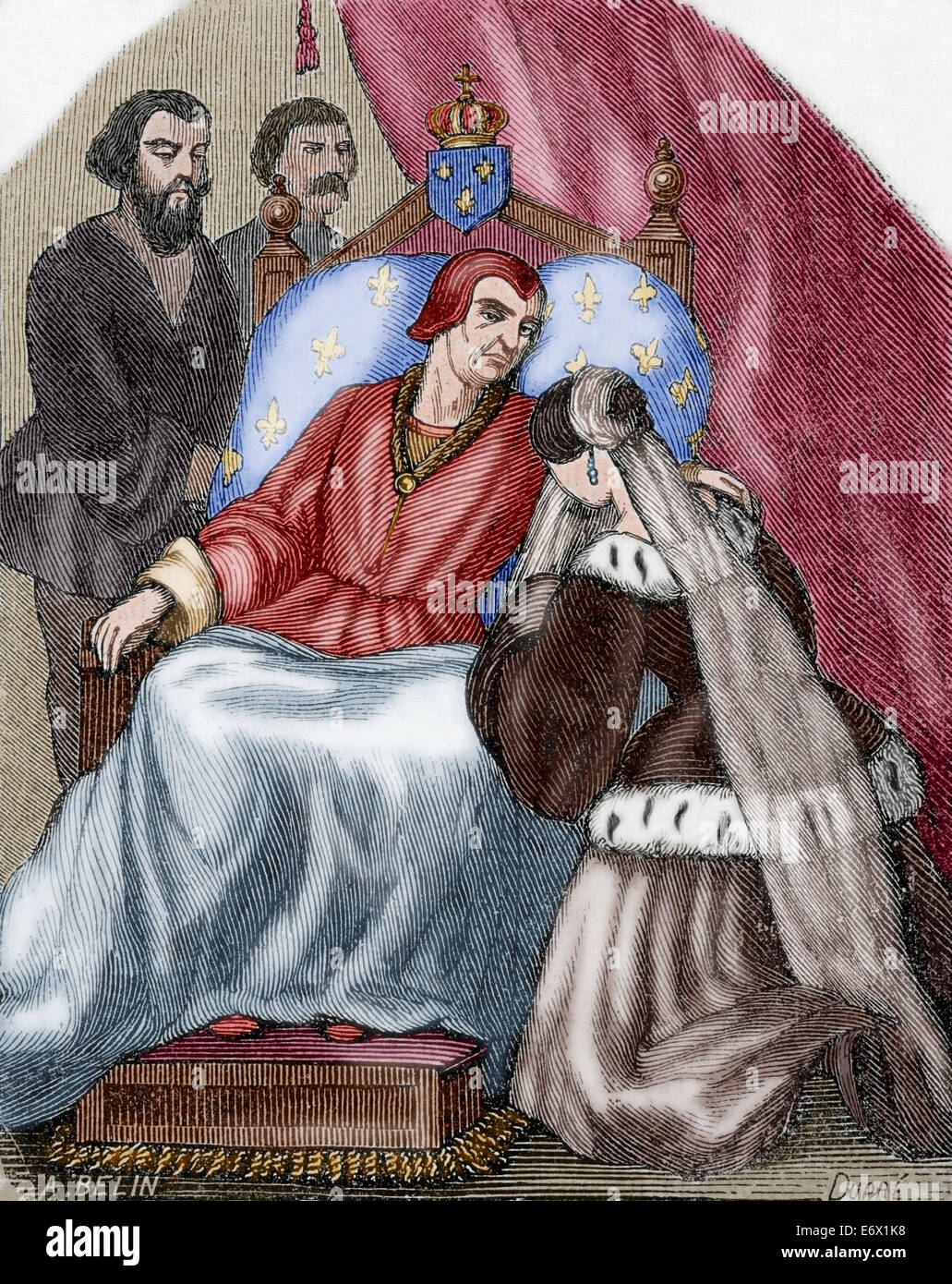 Louis XI (1423-1483). King of France. Death of Louis XI. Engraving by ...