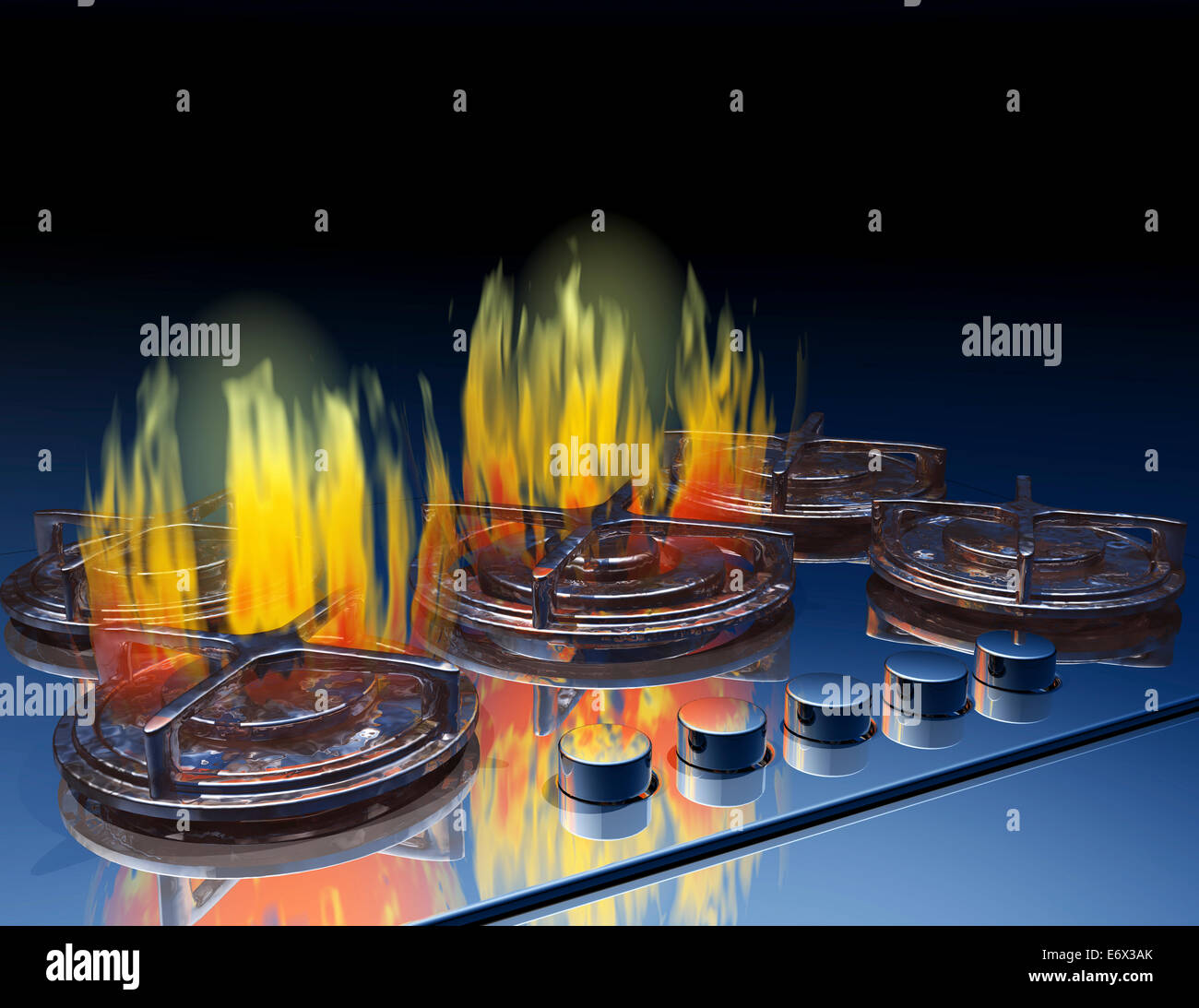 Digital visualization of a gas stove Stock Photo - Alamy