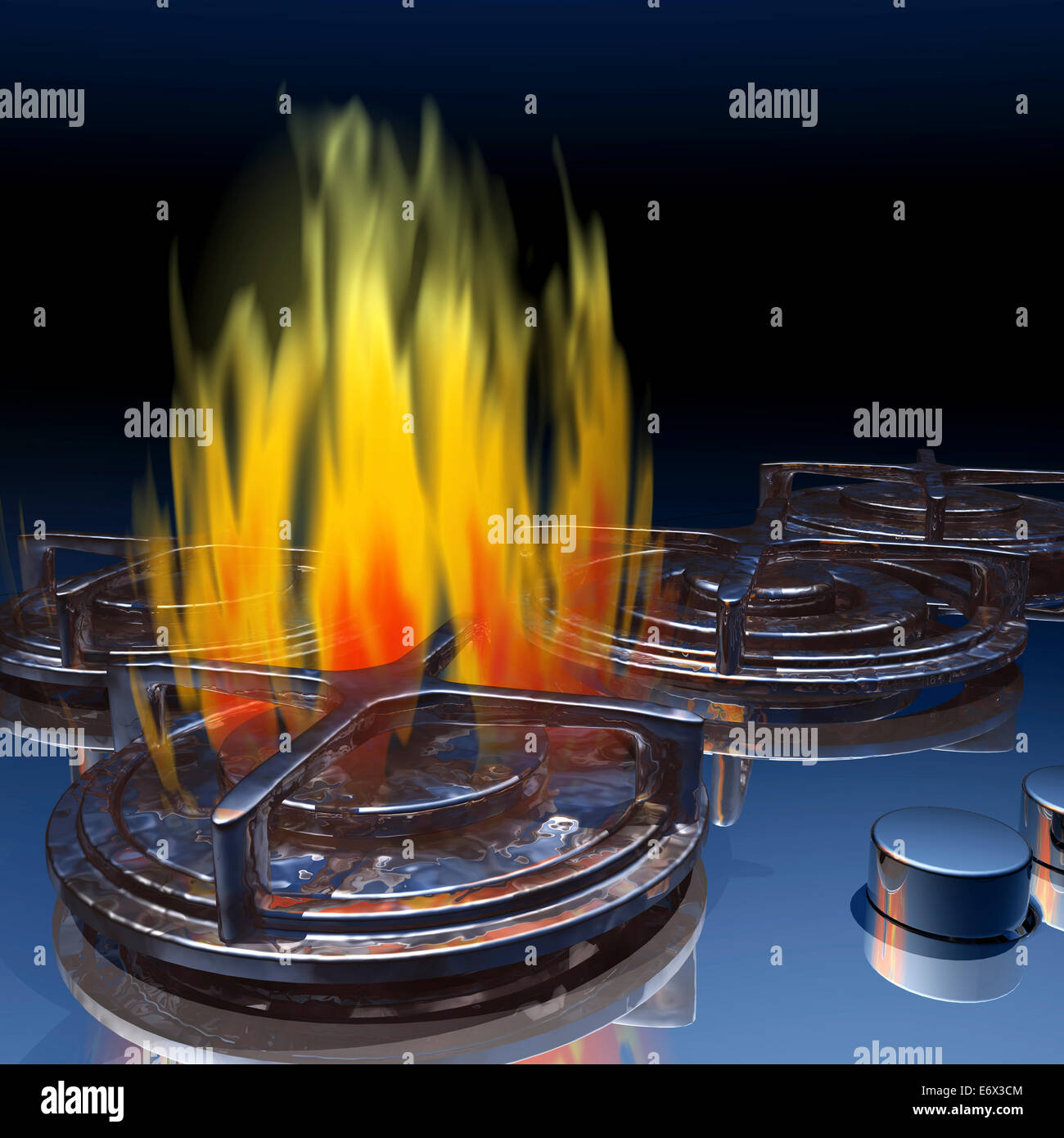 Digital visualization of a gas stove Stock Photo - Alamy