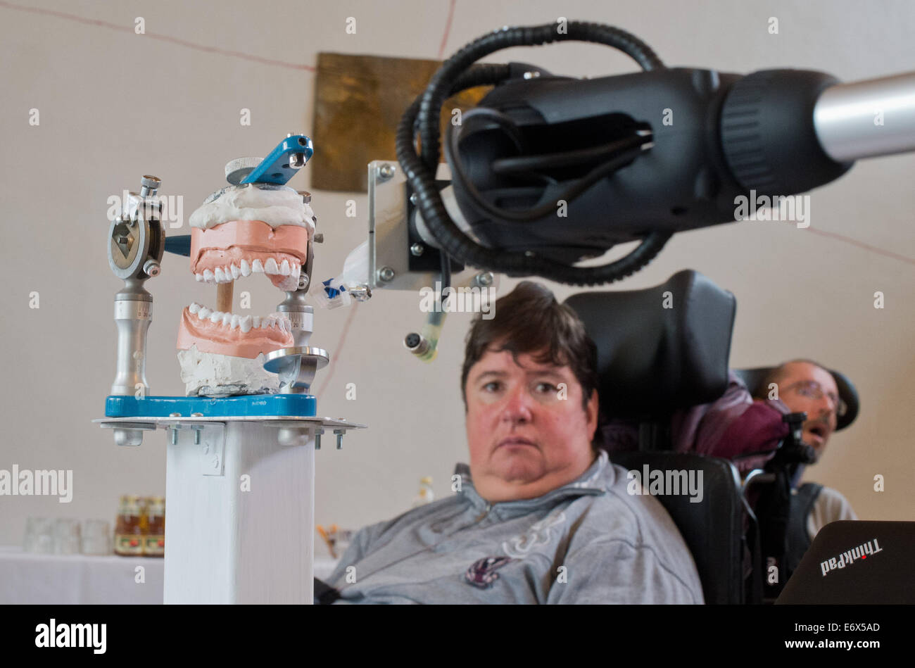 Hanover, Germany. 01st Sep, 2014. Resident Nicola Schnakenberg sits ...