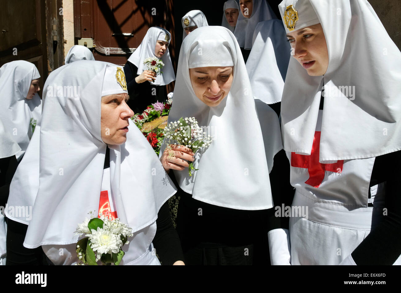 Portrait of Eastern Orthodox nuns during a Good Friday procession in ...