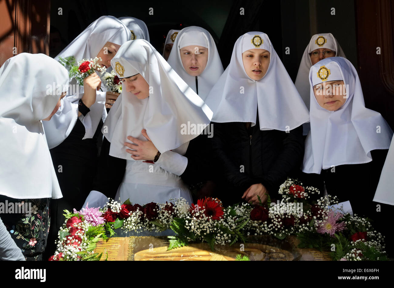 Portrait of Eastern Orthodox nuns during a Good Friday procession in ...