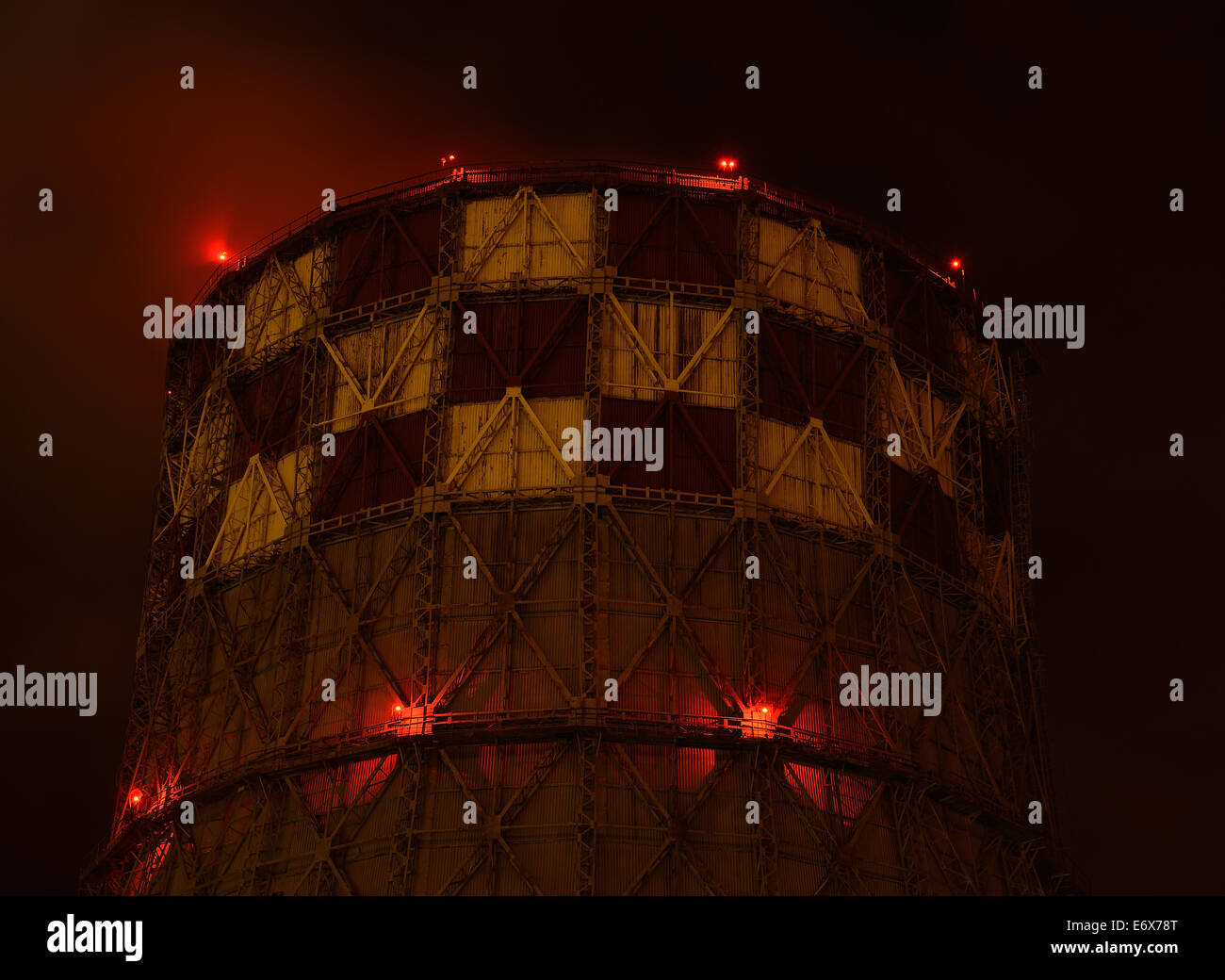 Pipe emits smoke into the atmosphere. Night view Stock Photo - Alamy