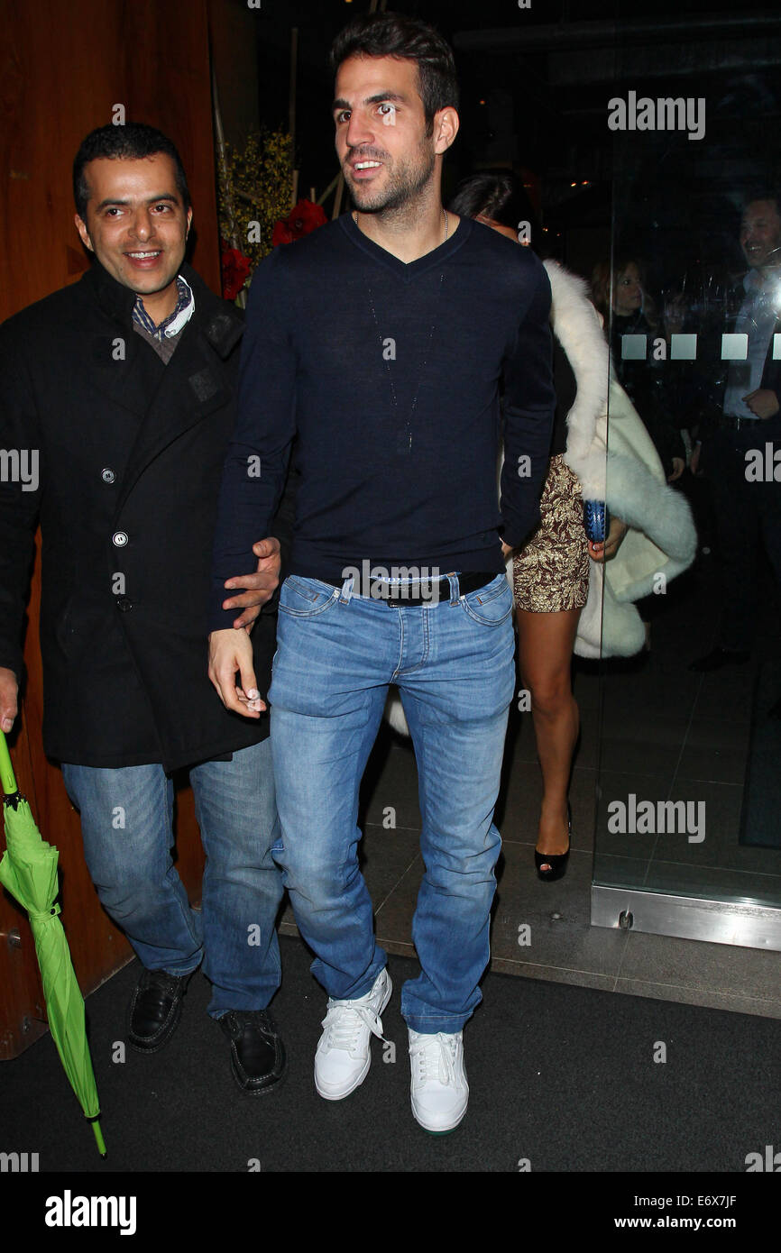 Celebrities leaving Zuma restaurant in Knightsbridge Featuring: Cesc ...