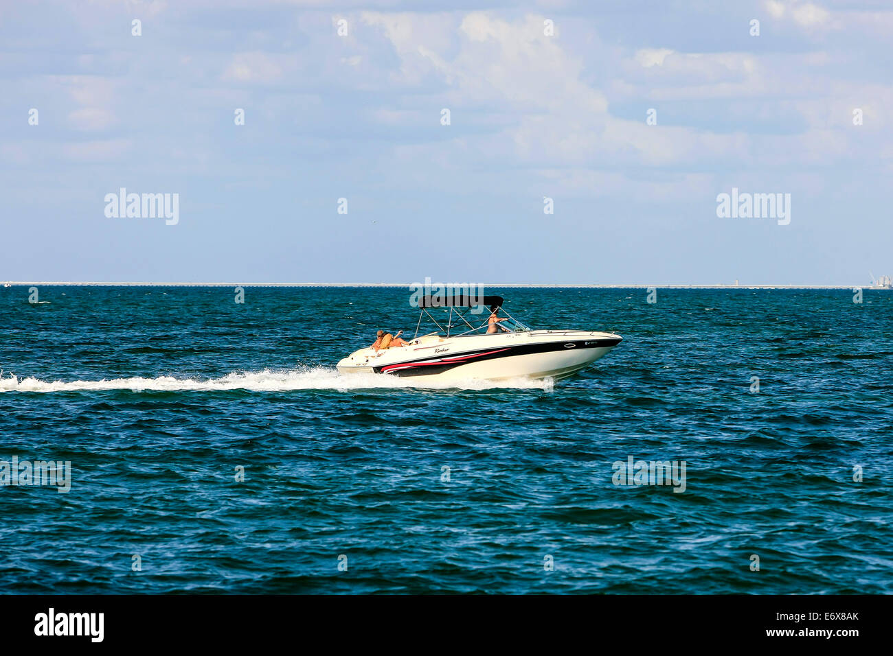 Speedboat speeds past Anna Maria Island FL in the Gulf of Mexico Stock ...