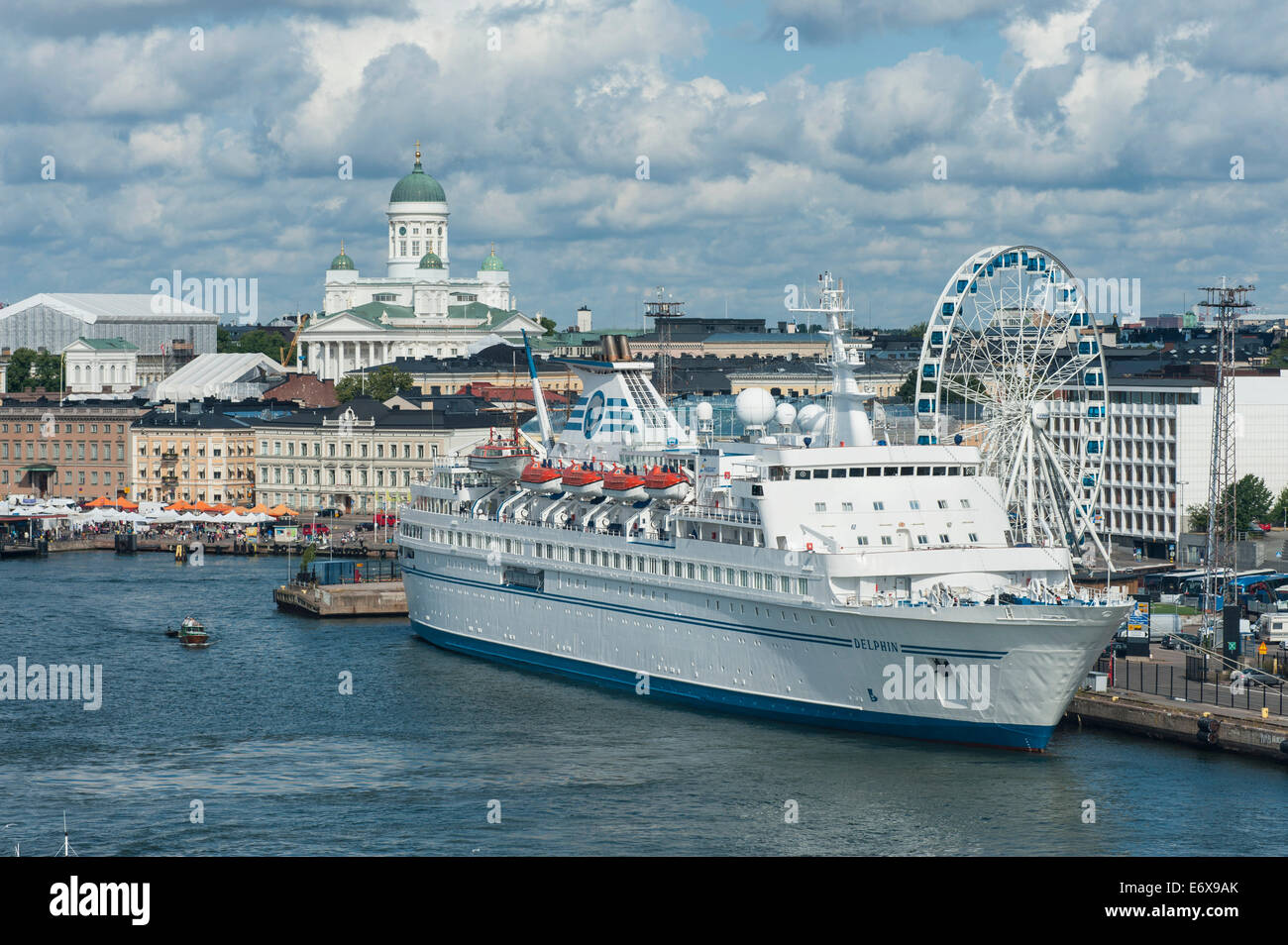 Cruise ship "Delphin", 1975, Helsinki harbour, Helsinki Cathedral at ...
