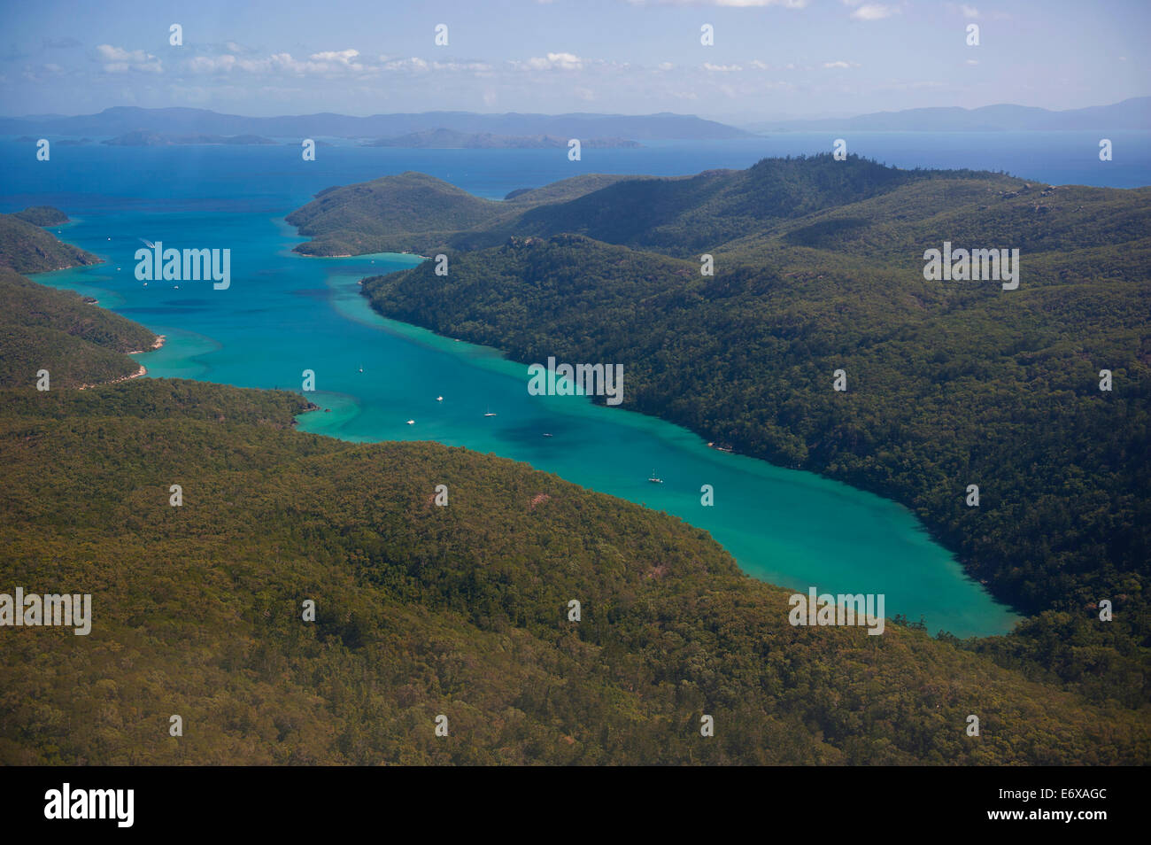 Aerial view of the Whitsunday Islands, Queensland, Australia Stock ...