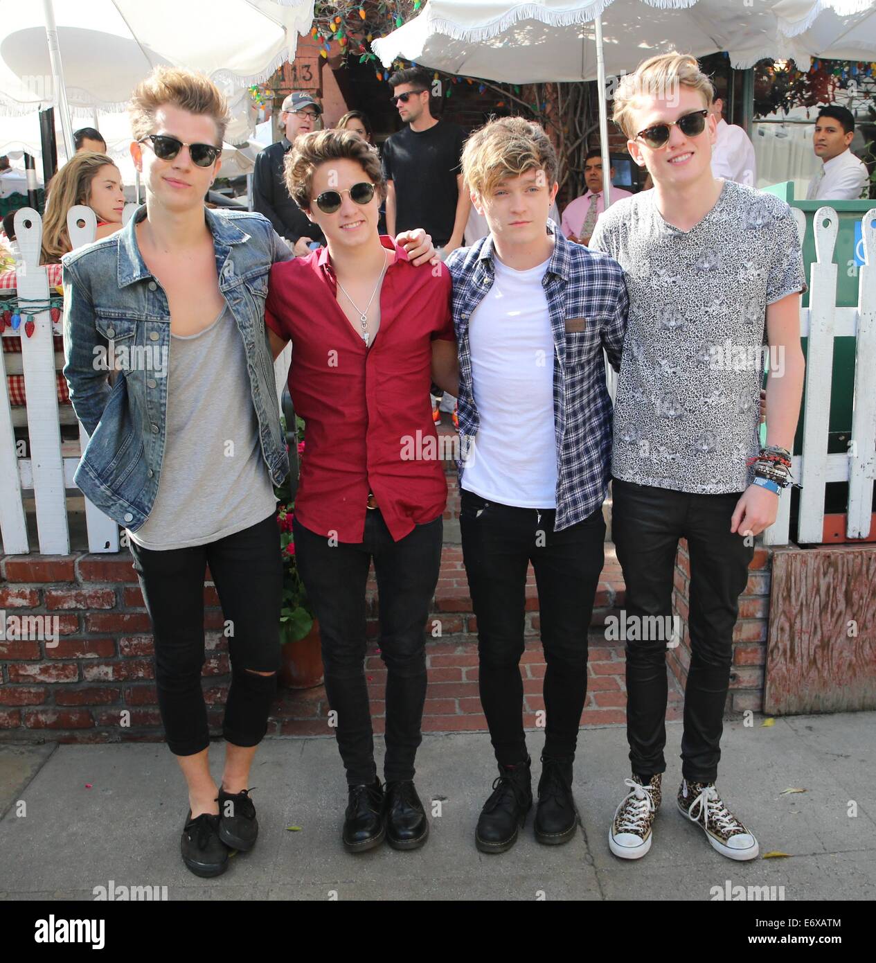 British Boy Band, The Vamps have lunch at the Ivy on Robertson Blvd ...