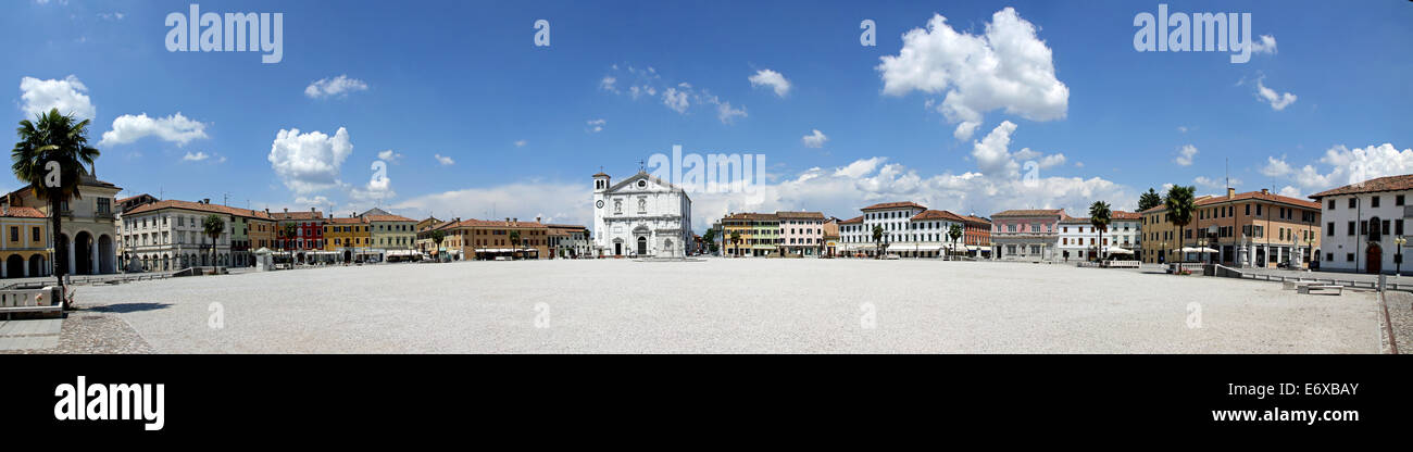 amazing panoramic view of the octagonal square of PALMANOVA in Italy ...