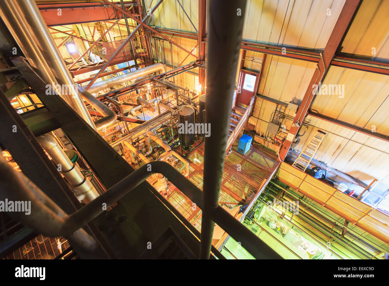 Caustic and acid mixing area of electric power plant Stock Photo - Alamy