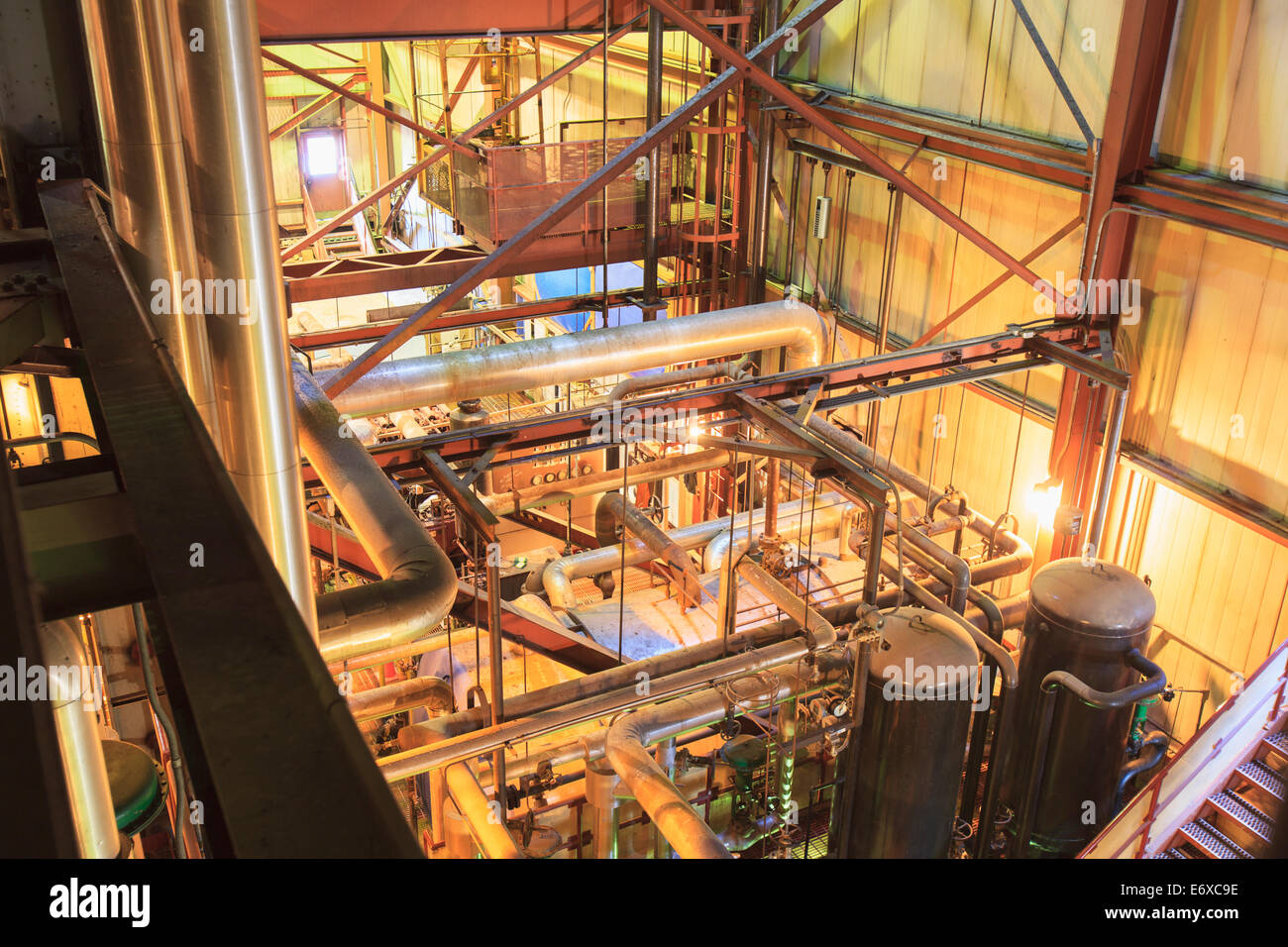 Caustic and acid mixing area of electric power plant Stock Photo - Alamy