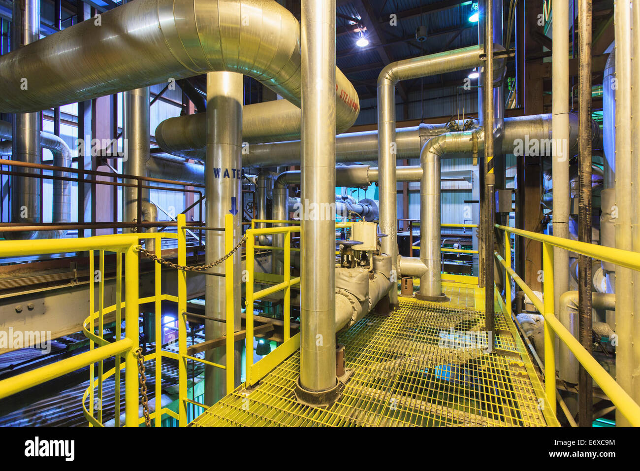 Condensate and water collection ducting at power plant Stock Photo - Alamy