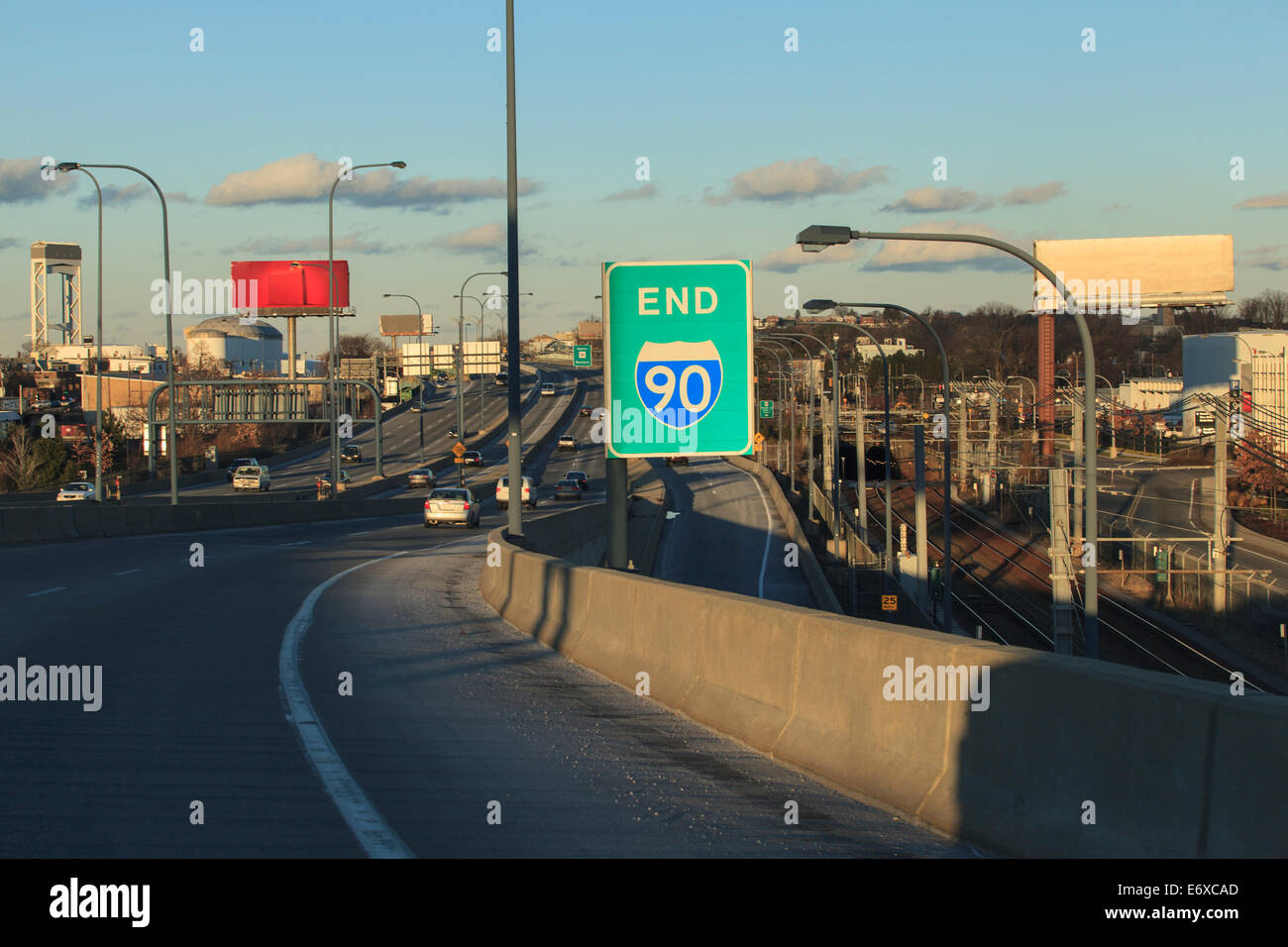 End of Mass Turnpike (Rt 90) in East Boston, Massachusetts, USA Stock ...