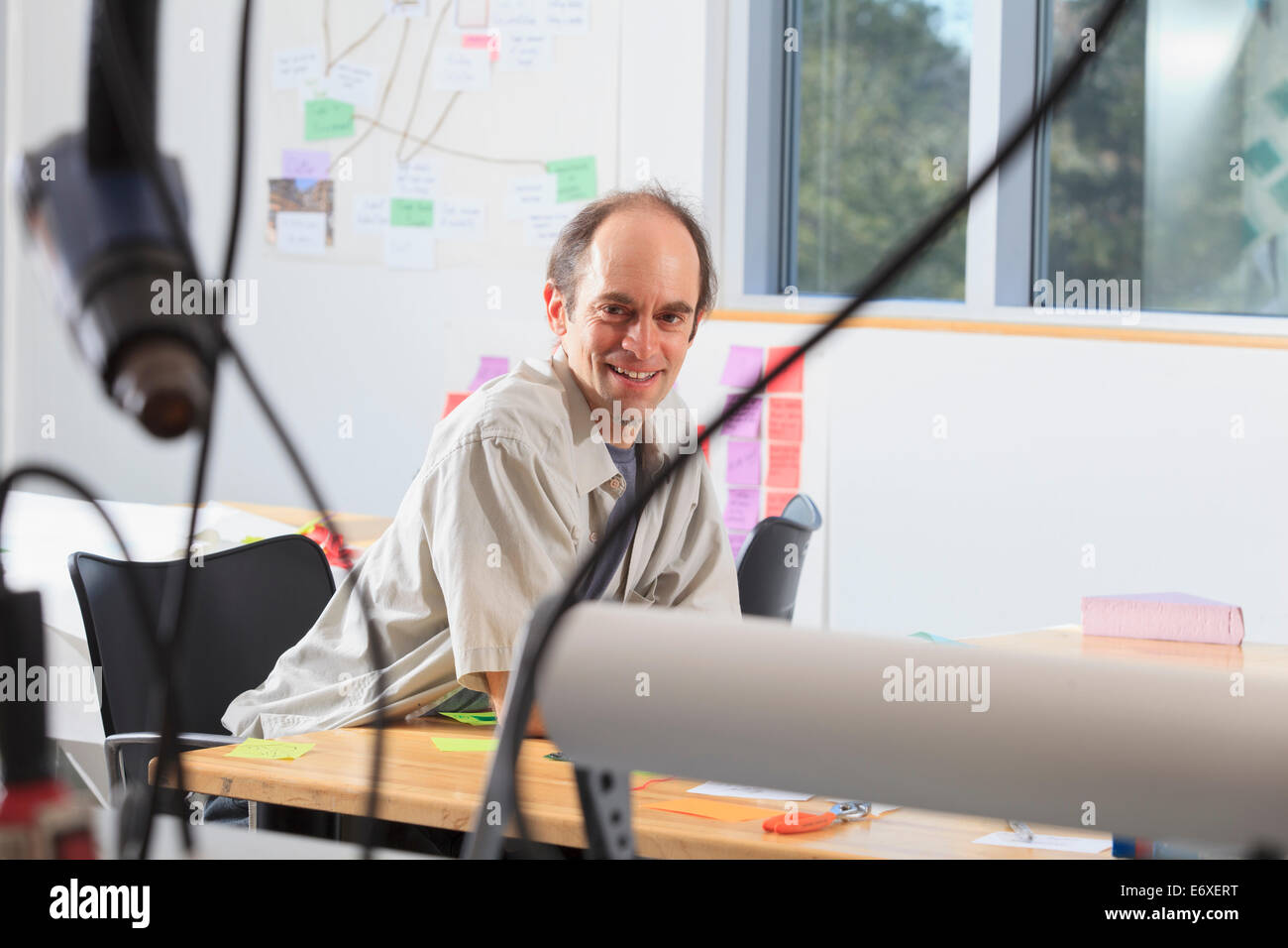 Engineering instructor with Aspergers in project fabrication lab Stock ...