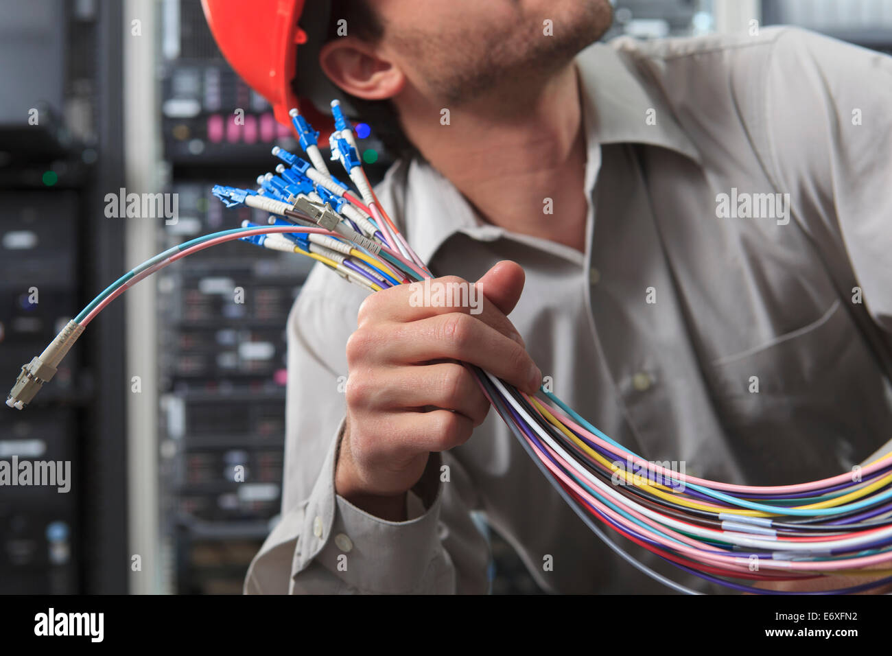 Network engineer cables hi-res stock photography and images - Alamy