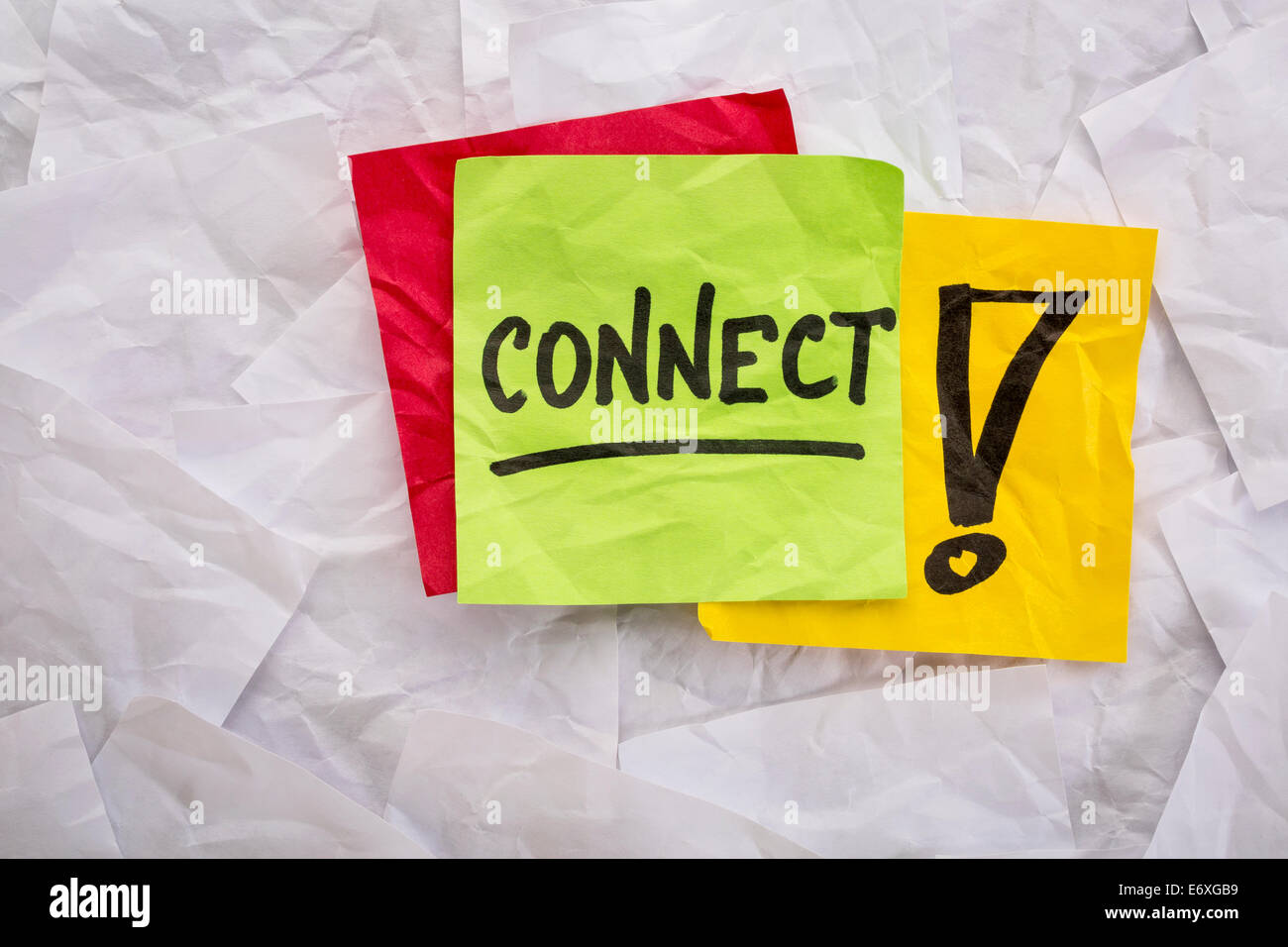 connect reminder - a networking concept - colorful sticky notes on a ...