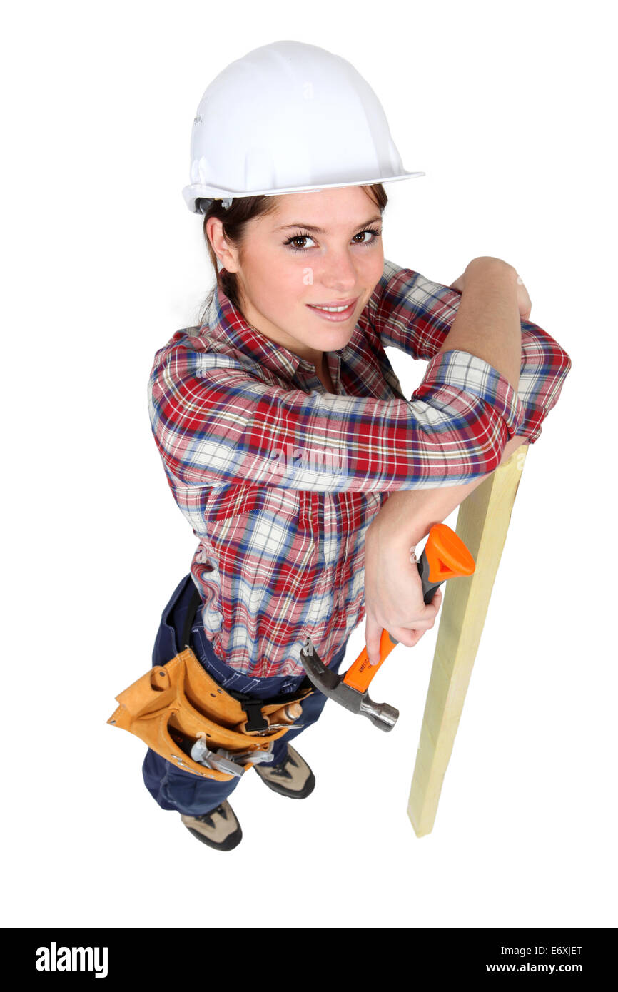 High-angle shot of a female construction worker Stock Photo - Alamy