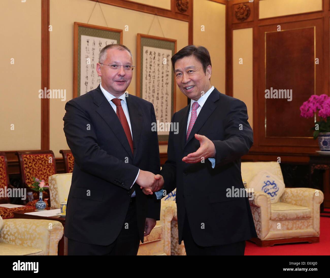 Beijing, China. 1st Sept, 2014. Chinese Vice President Li Yuanchao (R ...