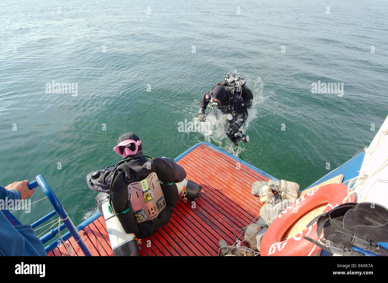Divers preparing to dive. lake Baikal, Siberia, Russia, Eurasia Stock ...
