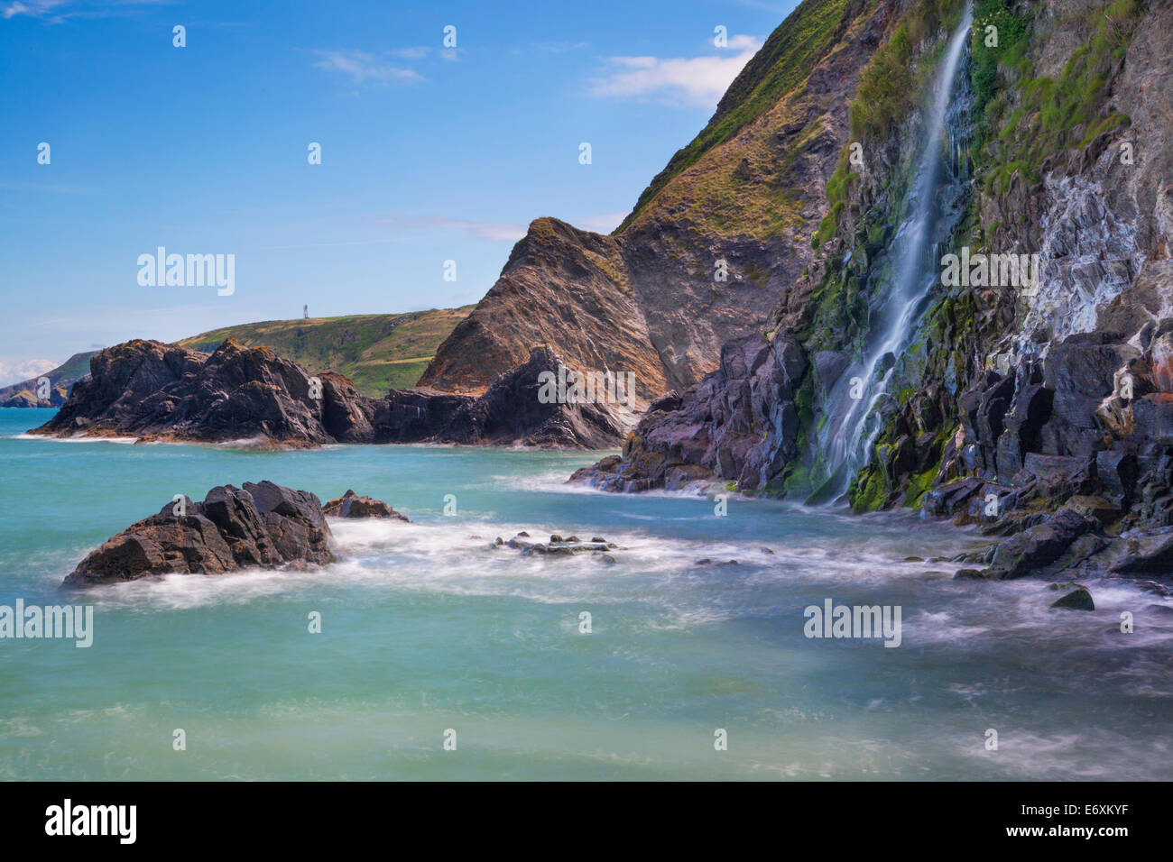 Waterfall, Tresaith Beach, Ceredigion, West Wales, U.K Stock Photo - Alamy
