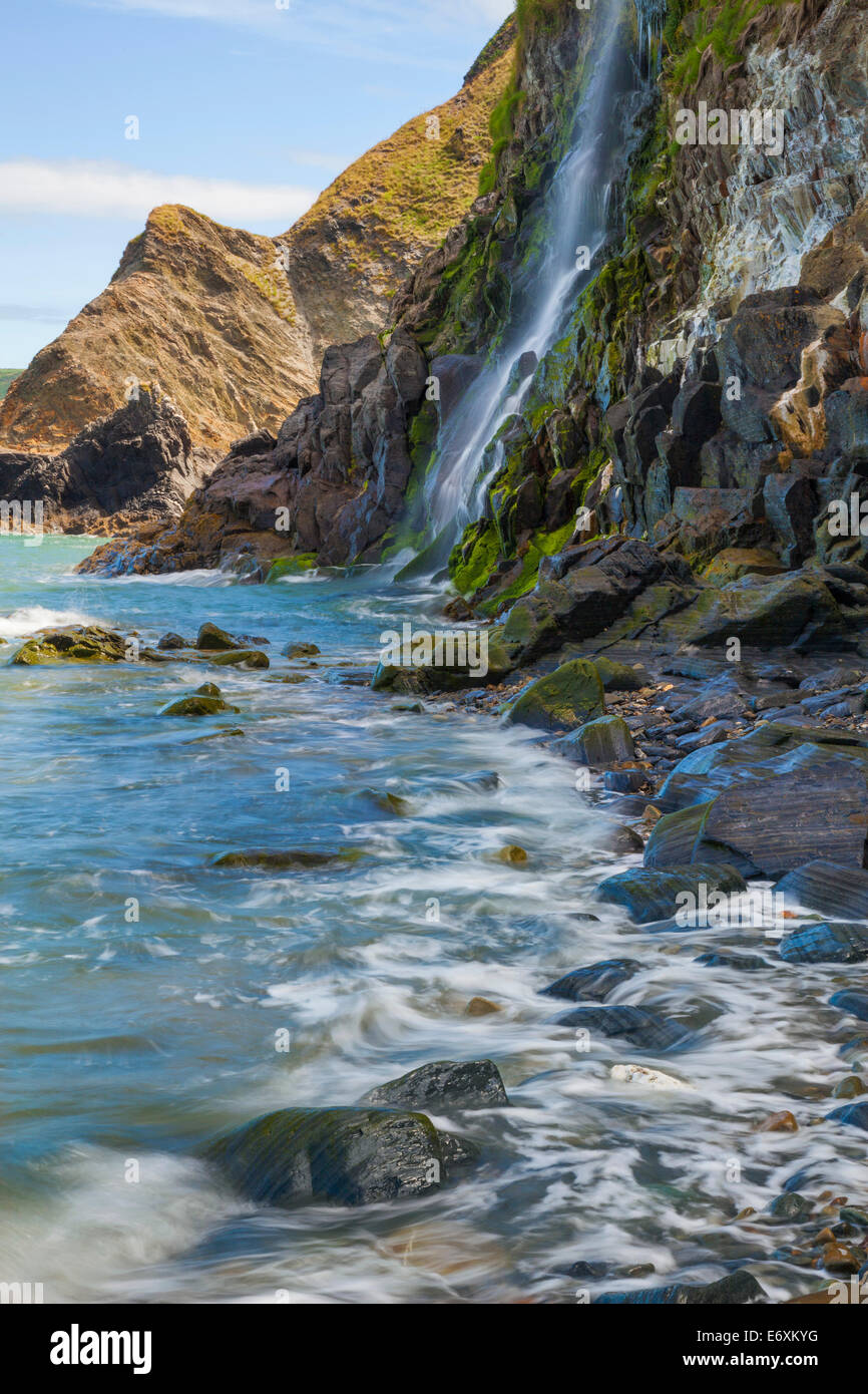 Waterfall, Tresaith Beach, Ceredigion, West Wales, U.K Stock Photo - Alamy
