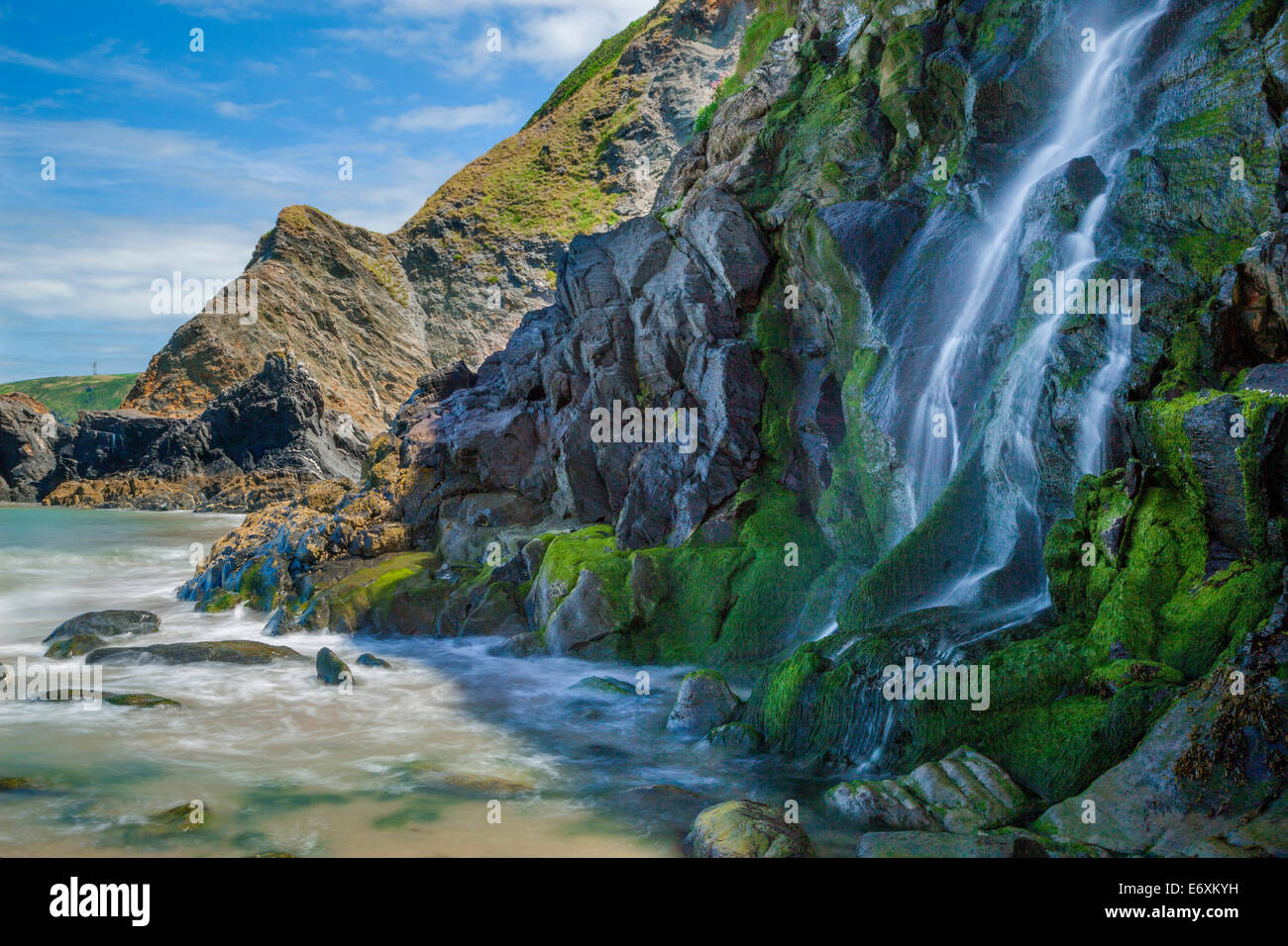 Waterfall, Tresaith Beach, Ceredigion, West Wales, U.K Stock Photo - Alamy