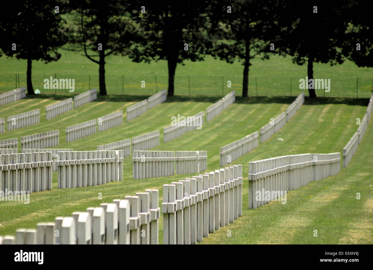 AJAXNETPHOTO. ST.QUENTIN, FRANCE-ROWS OF WHITE STONE CROSSES MARK THE ...