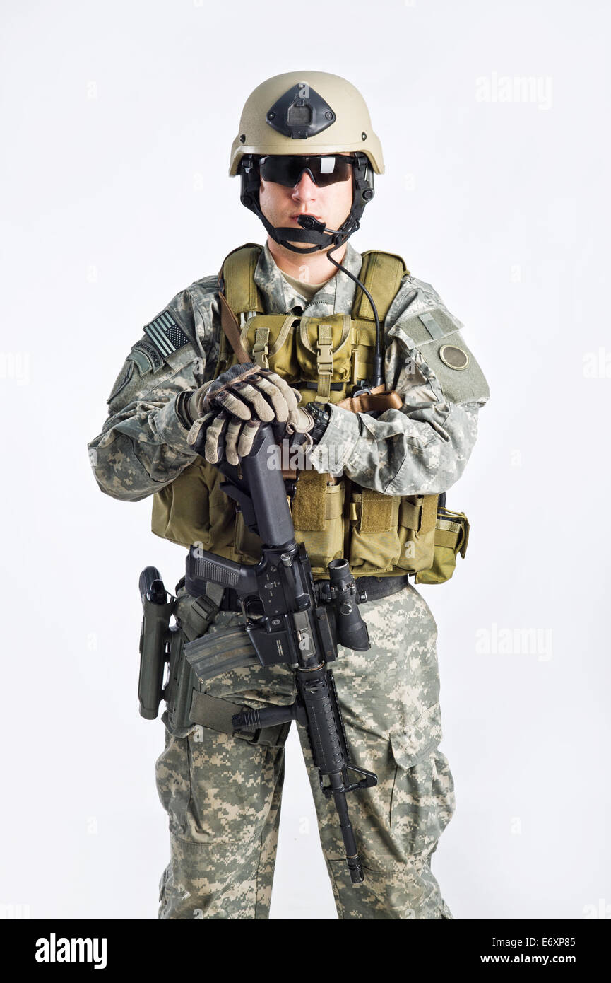 SWAT Team Officer on white isolated background Stock Photo - Alamy