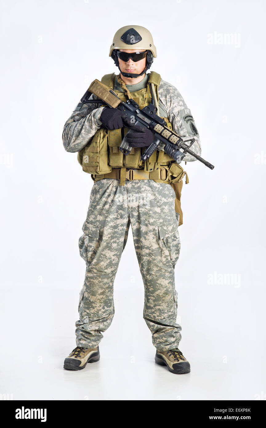 SWAT Team Officer on white isolated background Stock Photo - Alamy