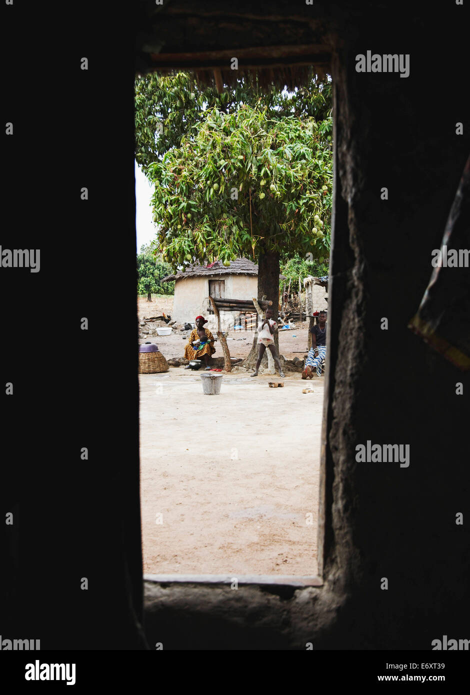 View out of an adobe hut, Magadala, Mali Stock Photo - Alamy