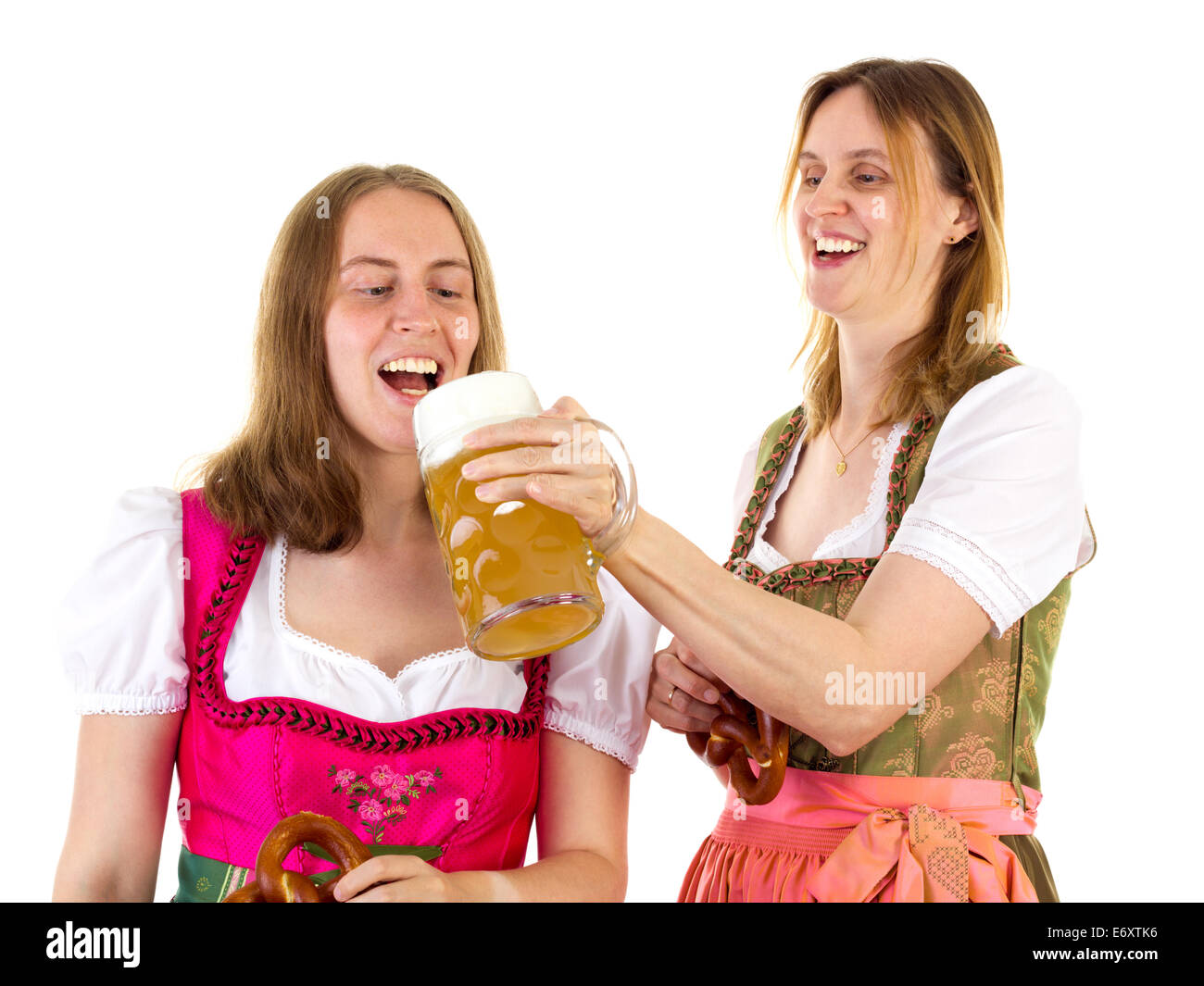 Tasting double beer at oktoberfest Stock Photo - Alamy