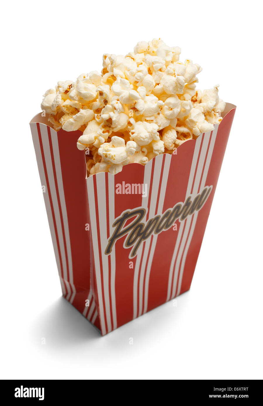 Red Popcorn Box with Yellow Popcorn isolated on a white background ...