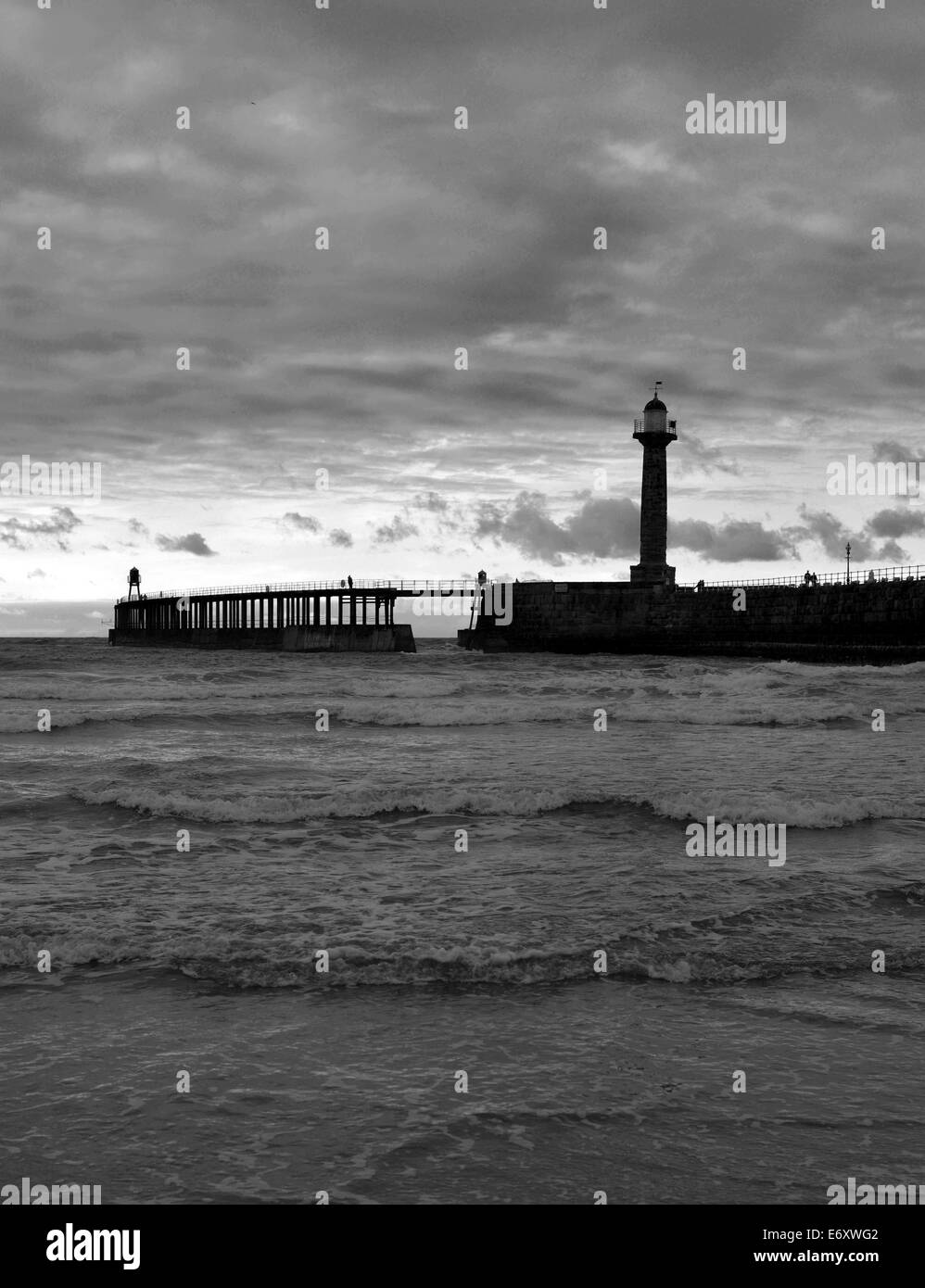 Whitby breakwater Black and White Stock Photos & Images - Alamy