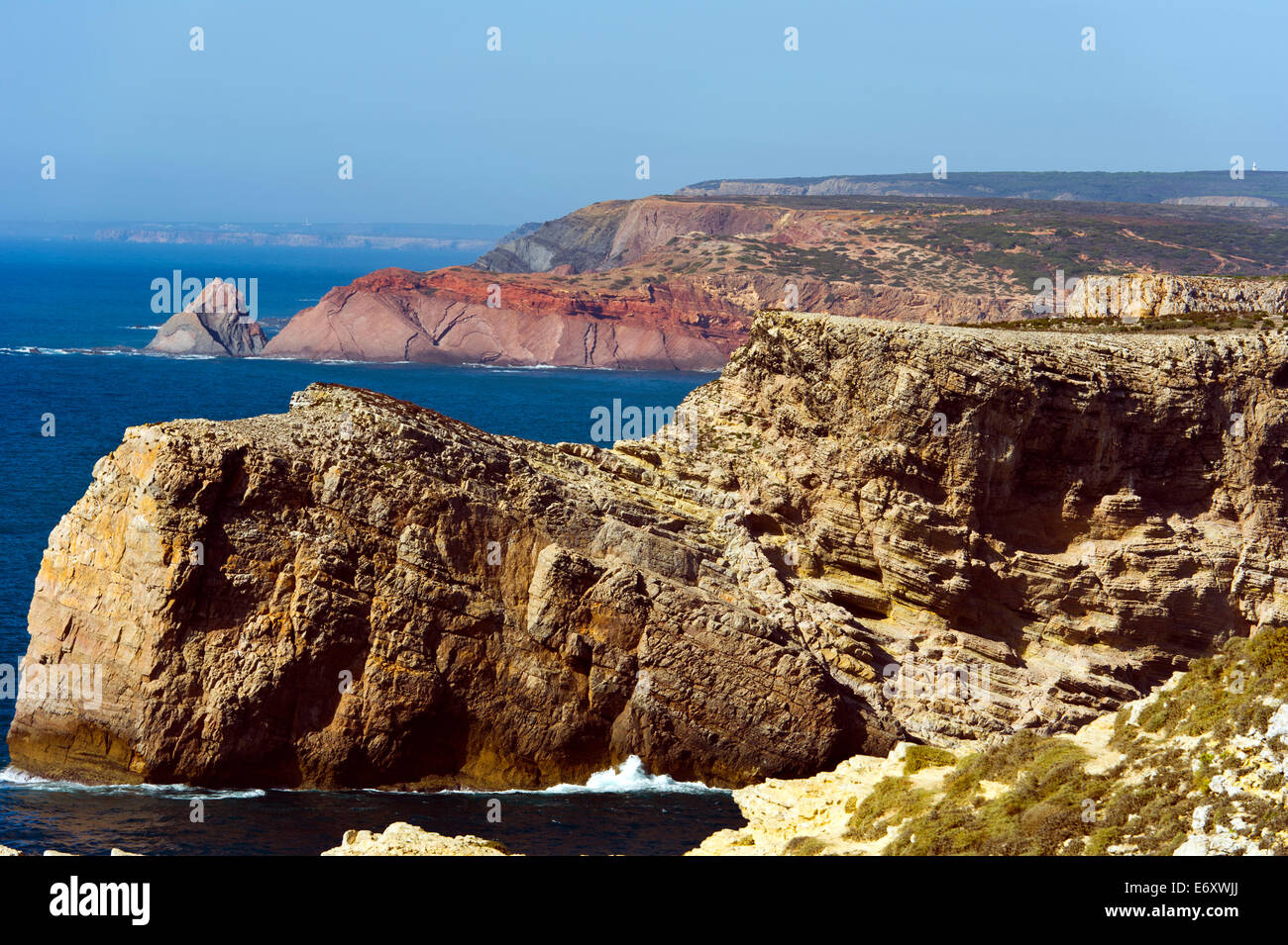 View from the lighthouse at Cabo Sao Vincente Algarve Portugal along ...