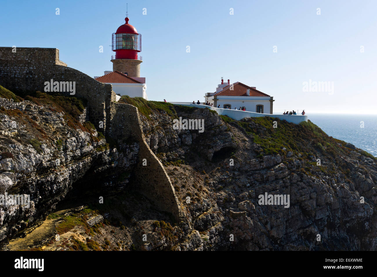 Lighthouse at Cabo Sao Vincente towards Sagres Algarve Portugal Stock ...