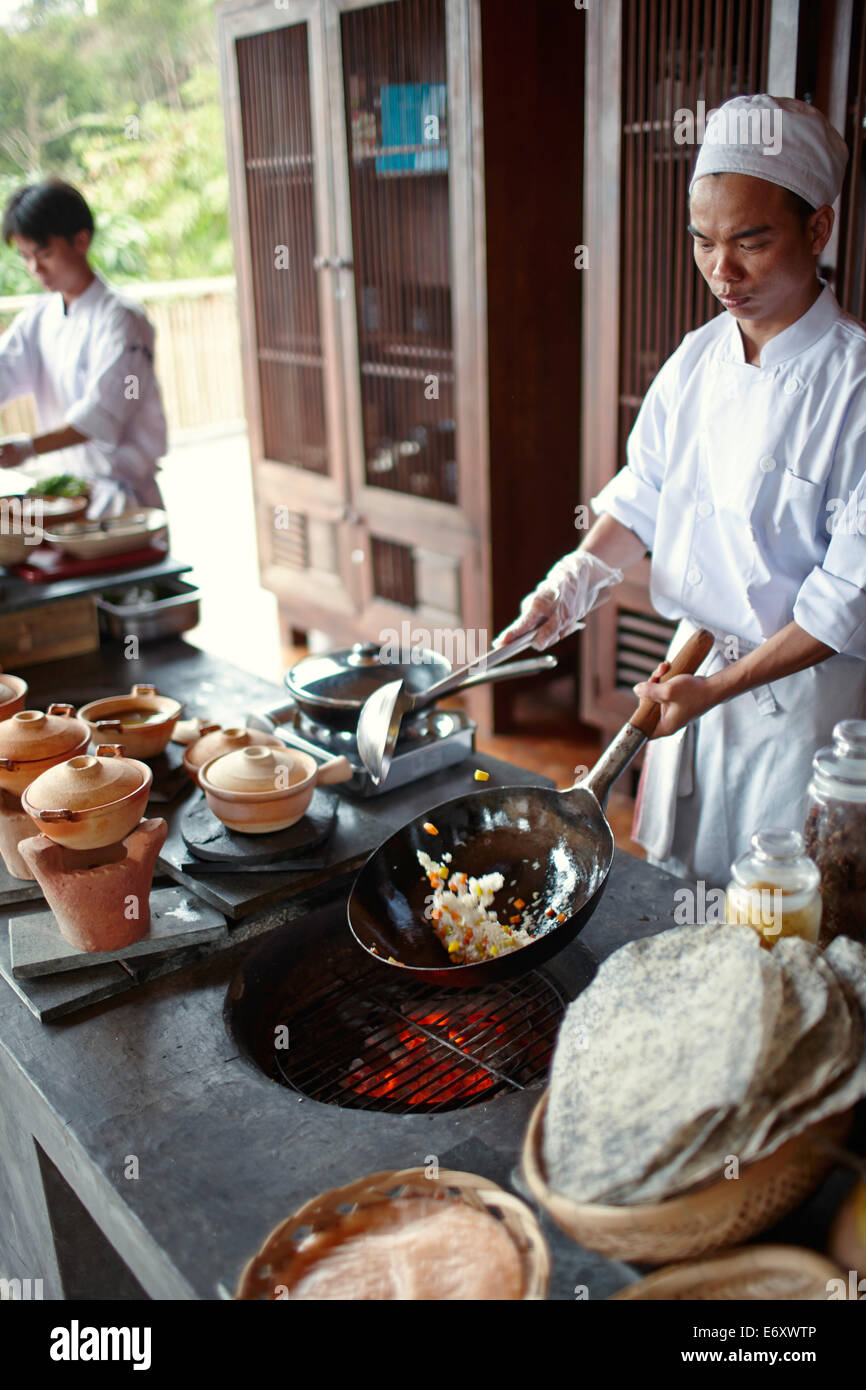Chefs cooking in open kitchen of a hotel hi-res stock photography and ...