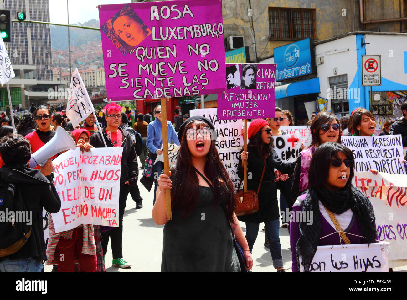 La Paz, Bolivia, 1st September 2014. Womens Rights Activists and ...