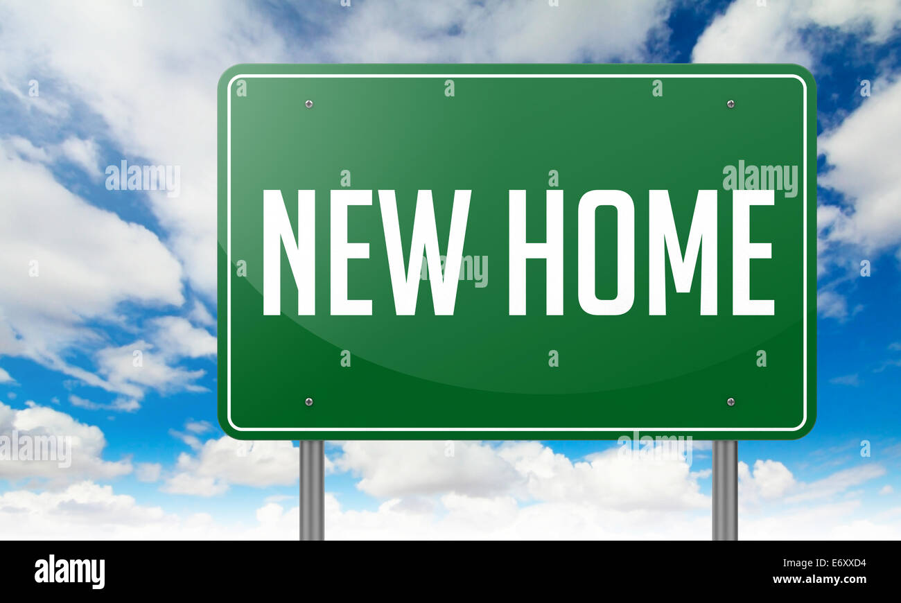 New Home on Green Highway Signpost Stock Photo - Alamy