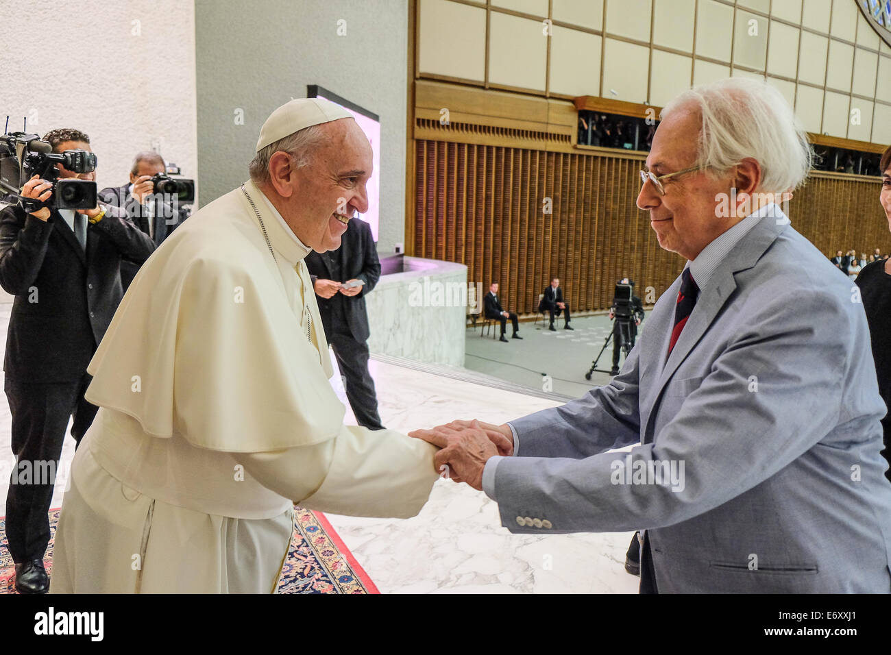 Rome, Italy. 1st Sept, 2014. Pope Francis encounters the football teams ...