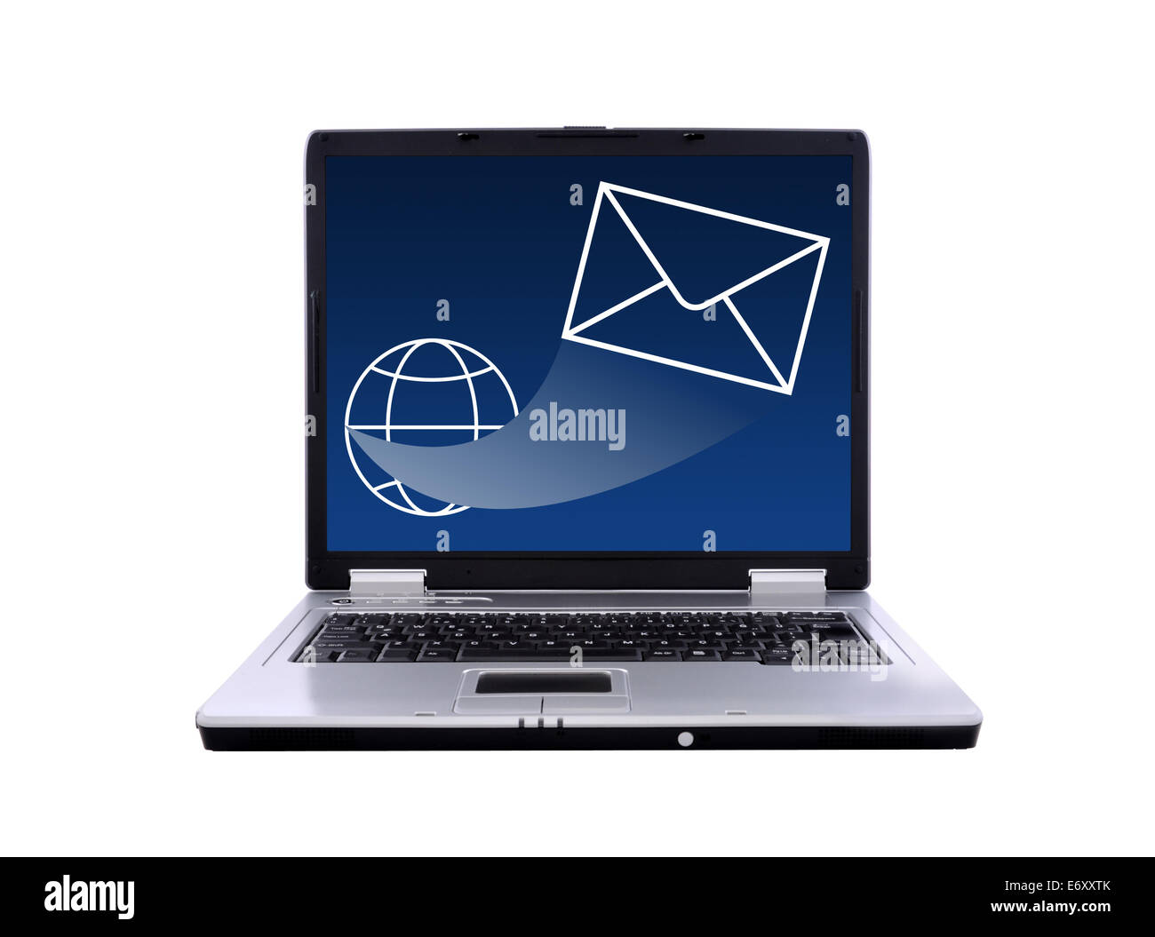 laptop with mail symbol on screen on white background Stock Photo - Alamy