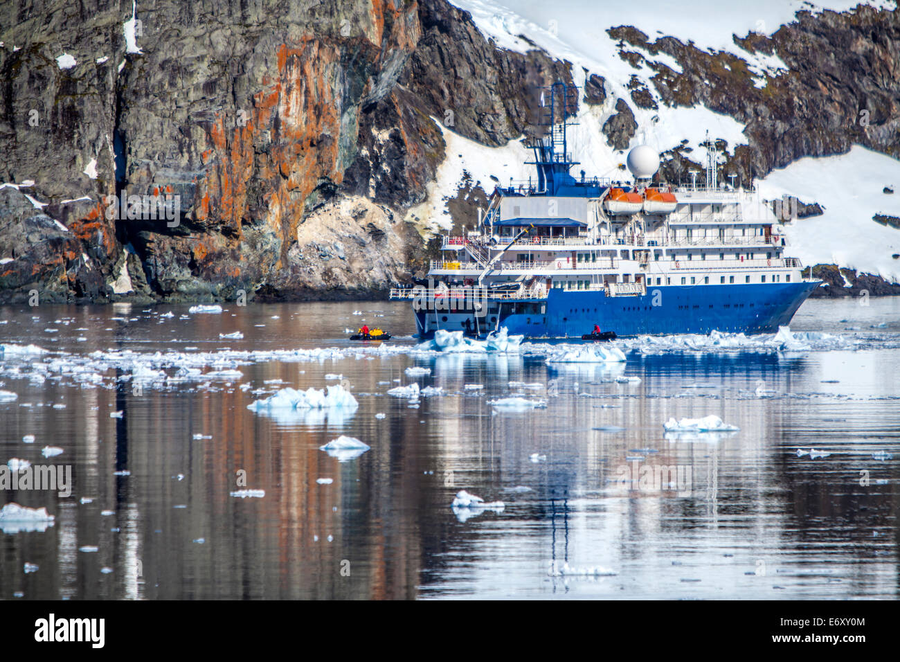 Ship anchored in a bay on the Antarctic Peninsula Photo; december 28 ...