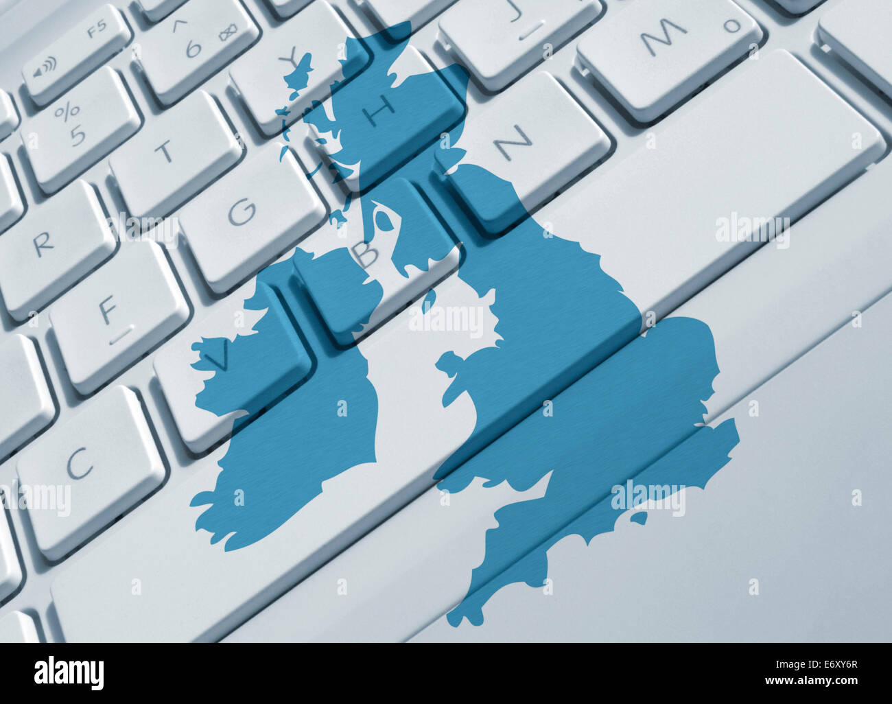 Closeup of laptop keyboard overlaid with UK map Stock Photo - Alamy