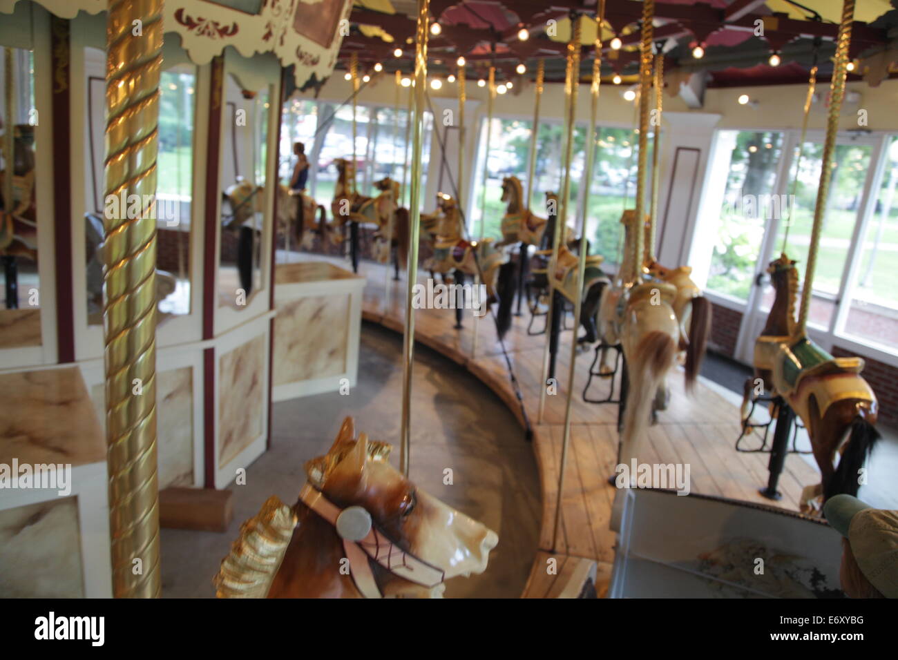 Inside of the carousel in Congress Park, Saratoga, New York, USA Stock ...