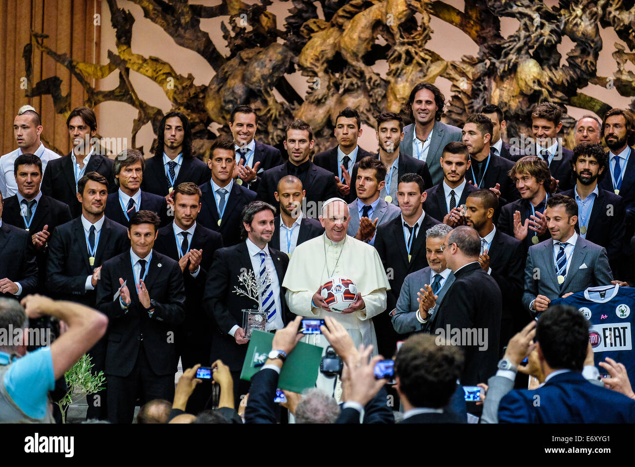 Rome, Italy. 1st Sept, 2014. Pope Francis encounters the football teams ...
